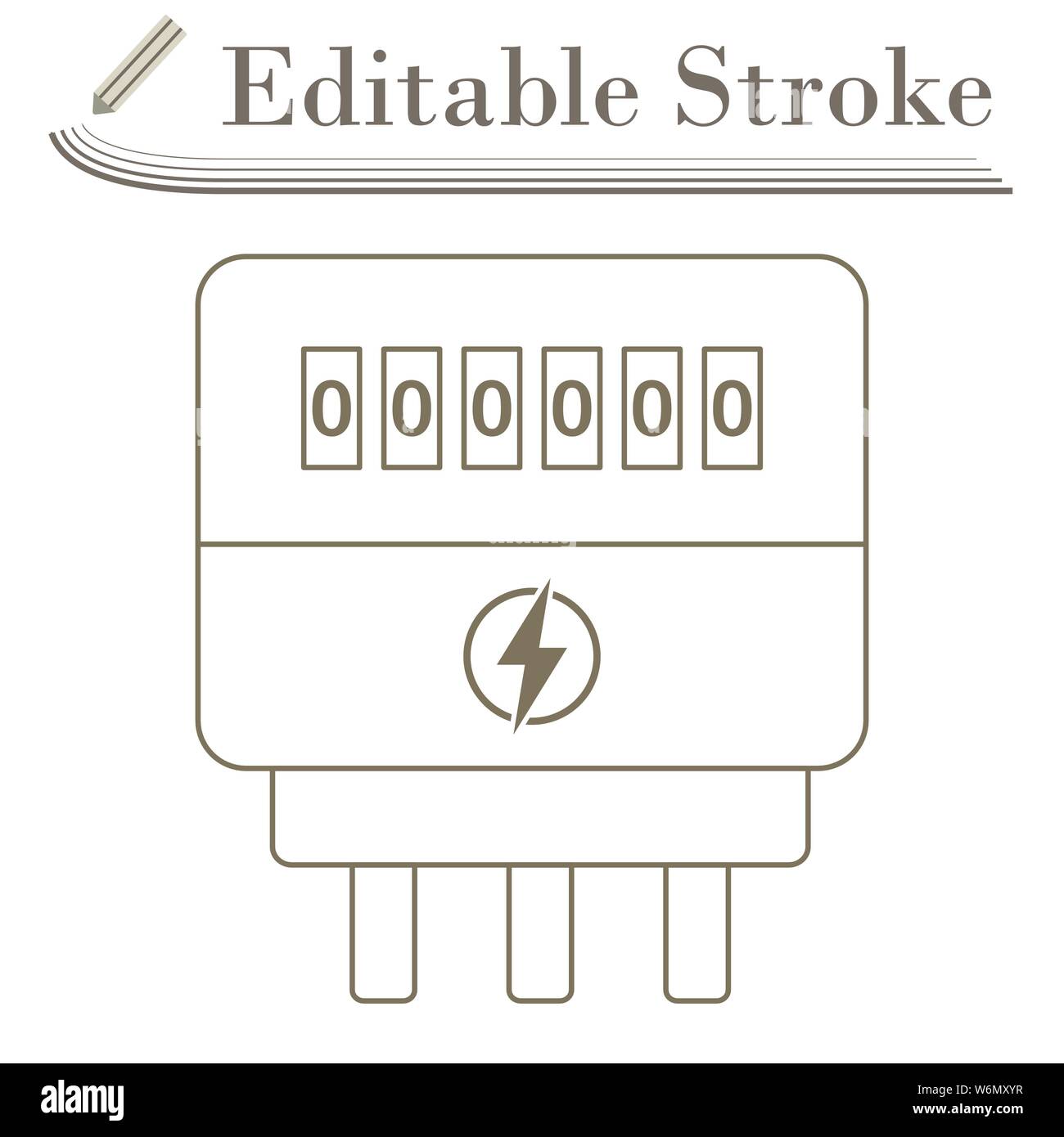 Electric Meter Icon. Editable Stroke Simple Design. Vector Illustration ...