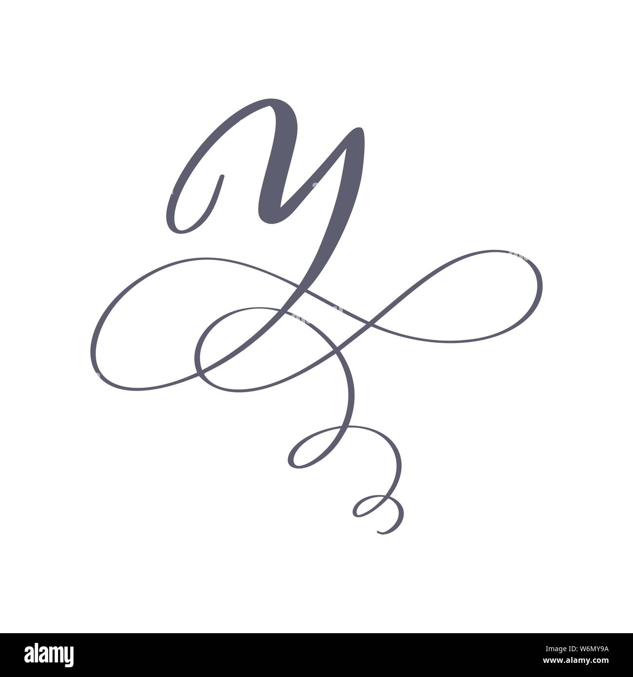 Vector Hand Drawn calligraphic floral Y monogram or logo. Uppercase ...