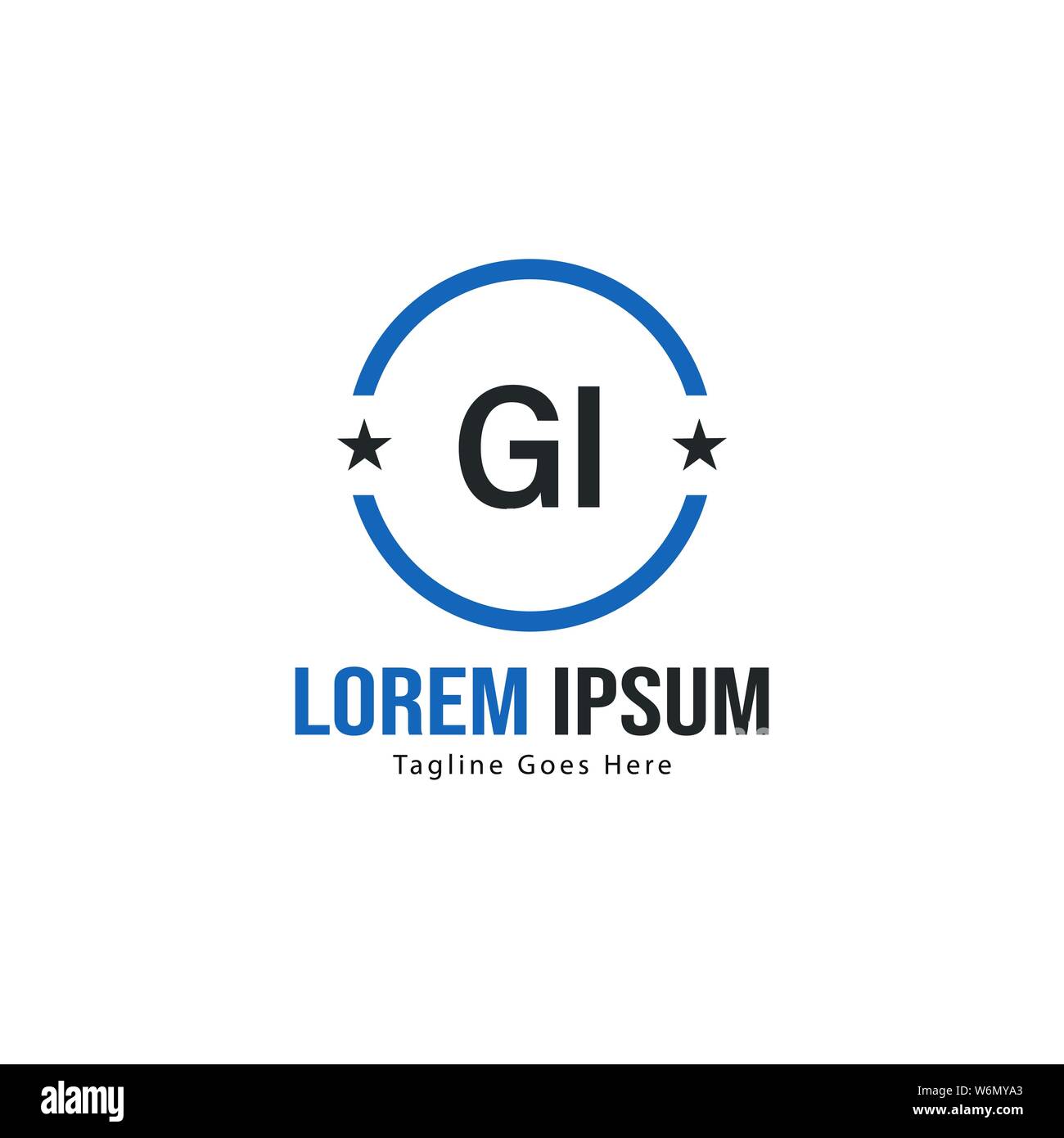 Initial GI logo template with modern frame. Minimalist GI letter logo ...
