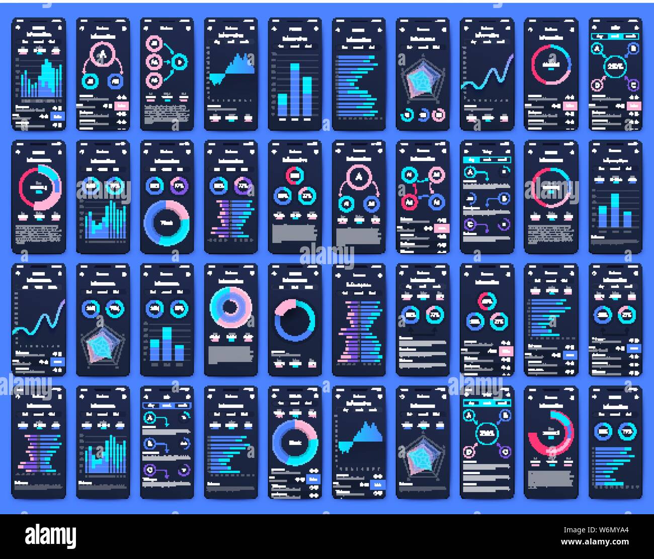Vector graphics set mobile infographics. Template for creating mobile applications, workflow ...