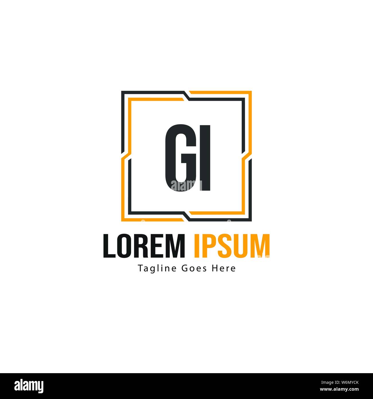 Initial GI logo template with modern frame. Minimalist GI letter logo ...