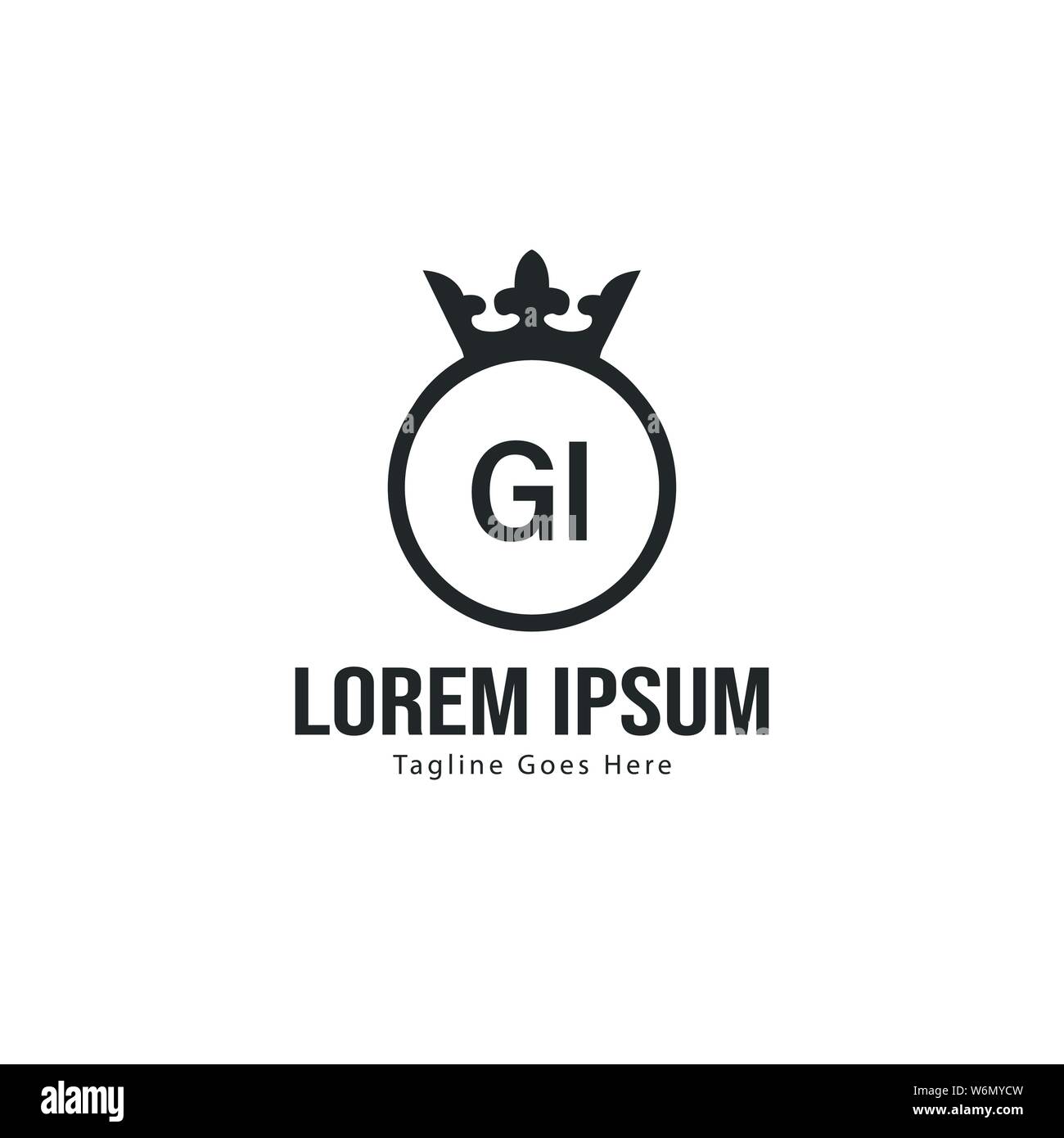 Initial GI logo template with modern frame. Minimalist GI letter logo ...