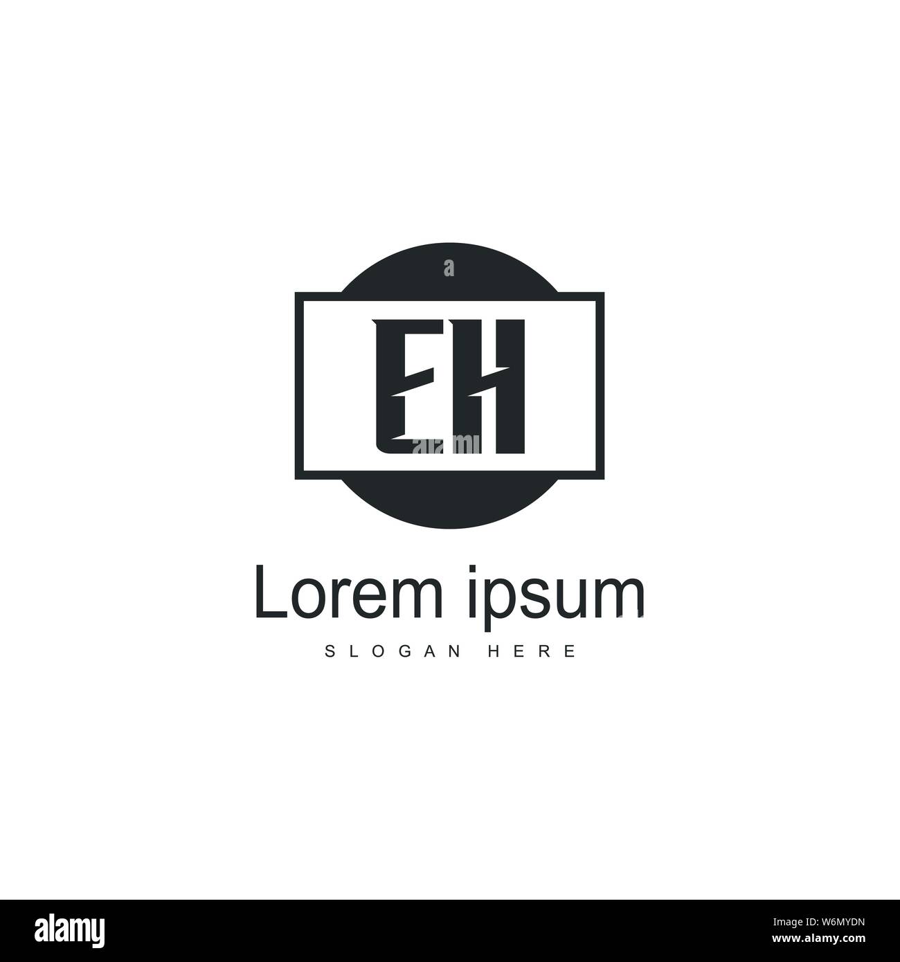 Initial EH logo template with modern frame. Minimalist EH letter logo ...