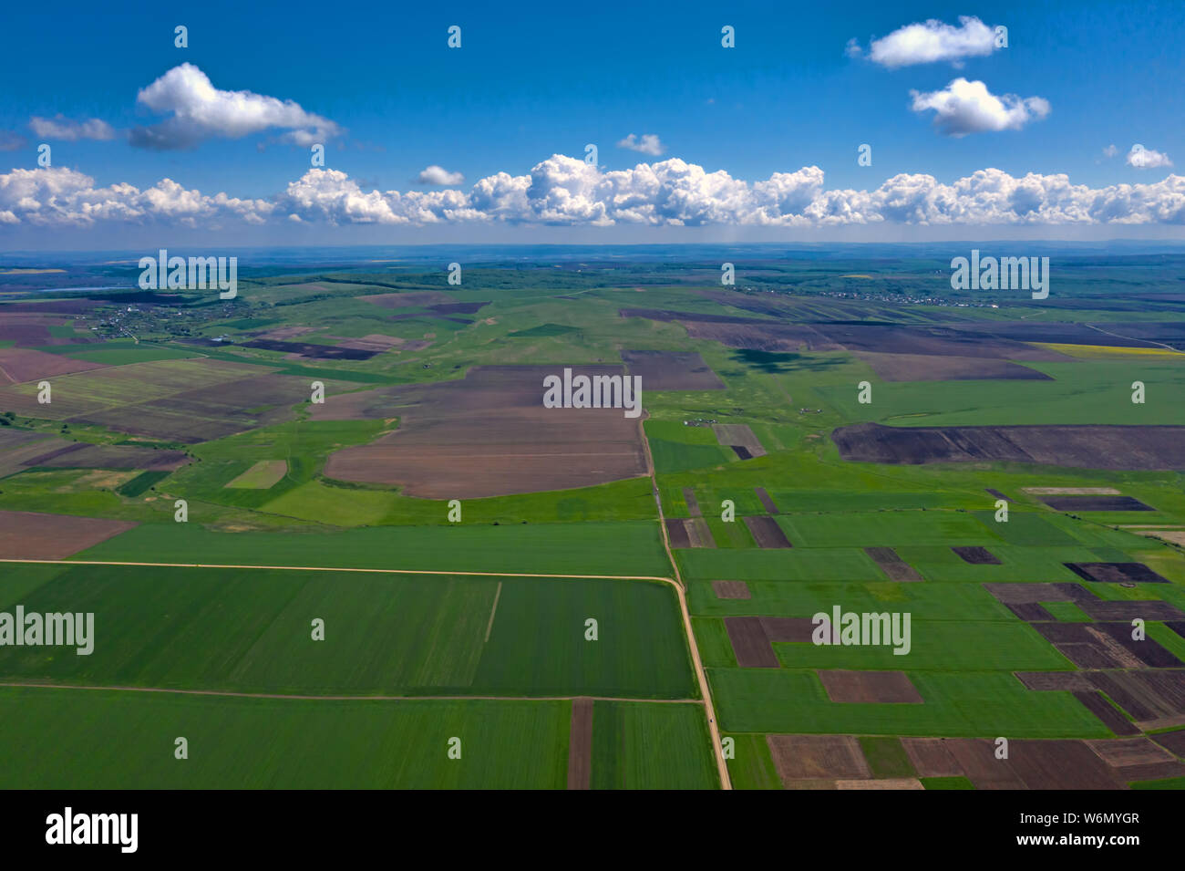 Spring landscape from above, fresh green farmed fields Stock Photo - Alamy