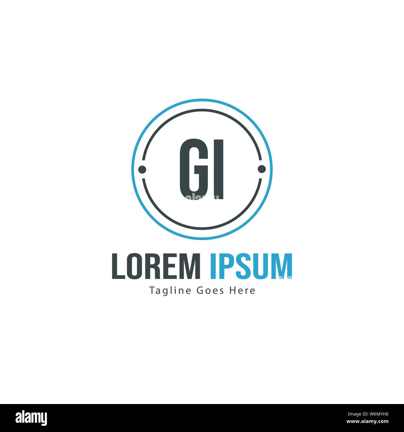 Initial GI logo template with modern frame. Minimalist GI letter logo ...