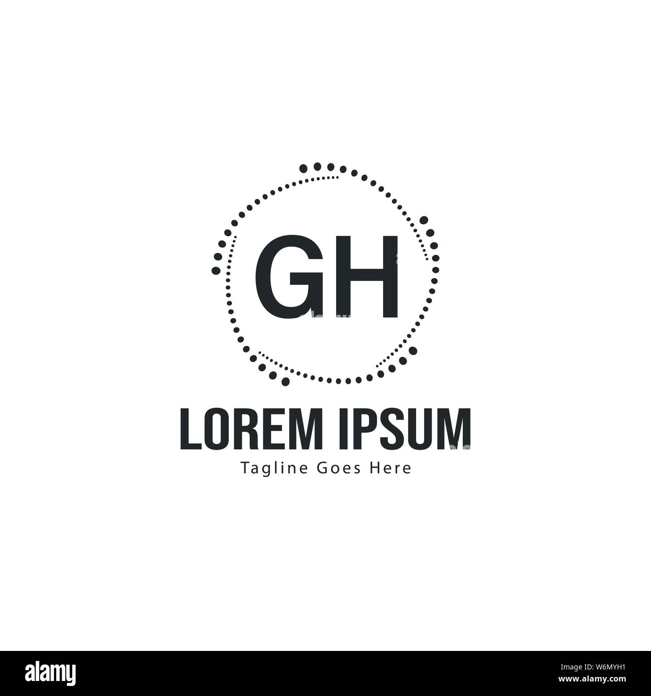 Initial GH logo template with modern frame. Minimalist GH letter logo ...