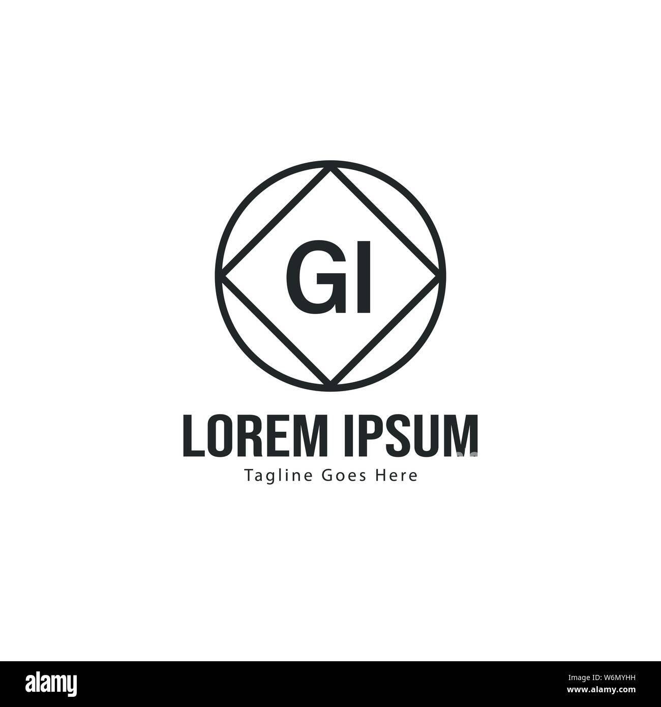 Initial GI logo template with modern frame. Minimalist GI letter logo ...