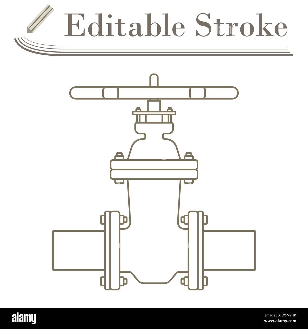 Pipe Valve Icon. Editable Stroke Simple Design. Vector Illustration ...