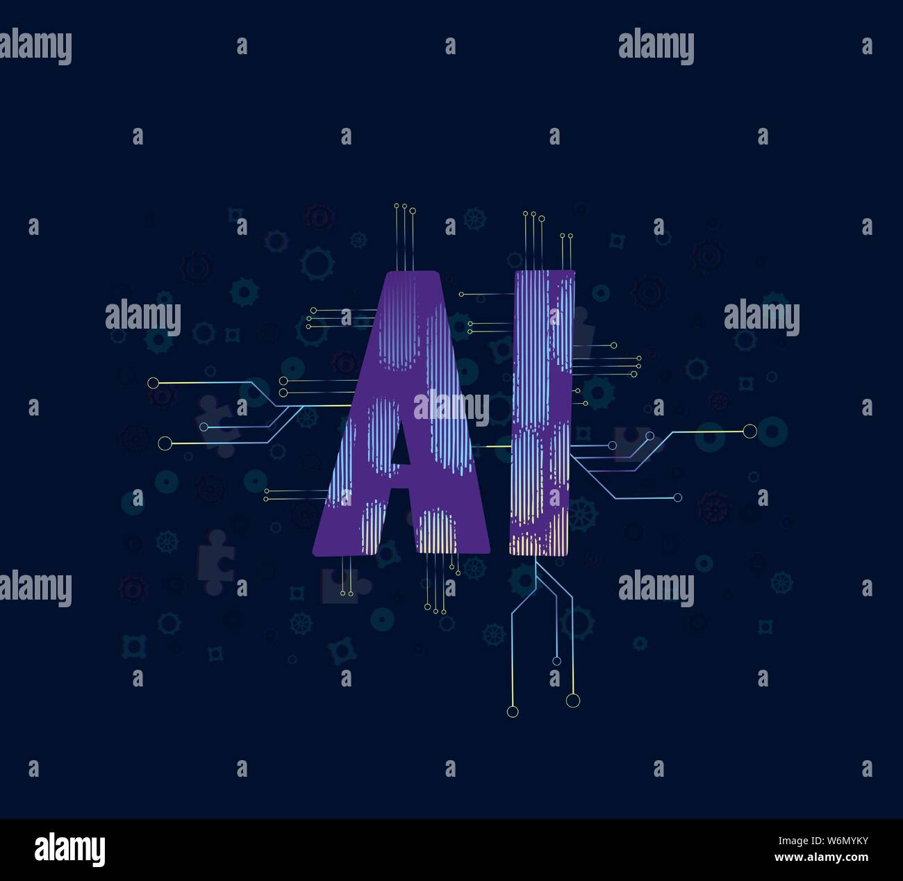 AI sign on dark background. Artificial intelligence symbol. Vector ...