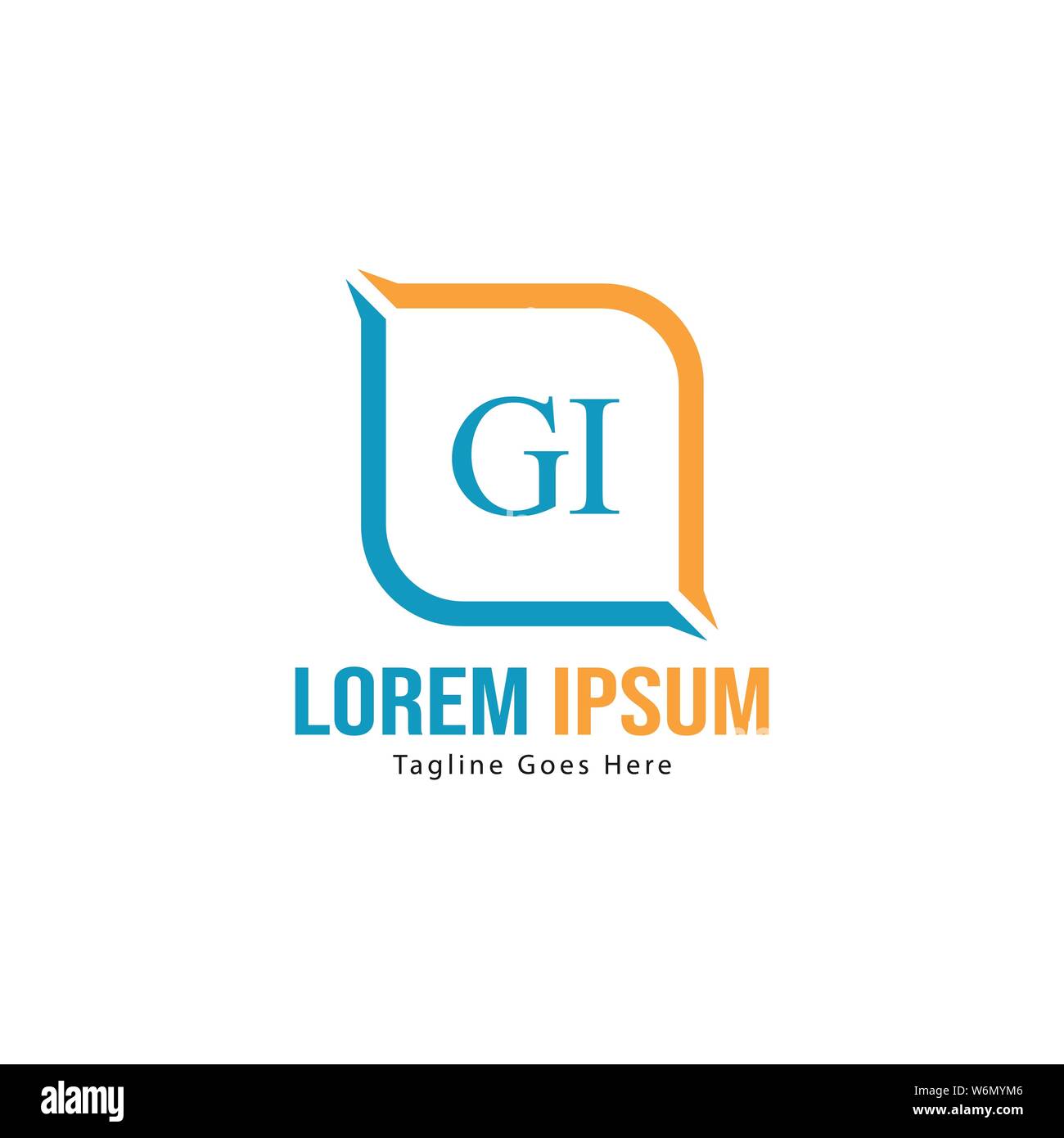 Initial GI logo template with modern frame. Minimalist GI letter logo ...