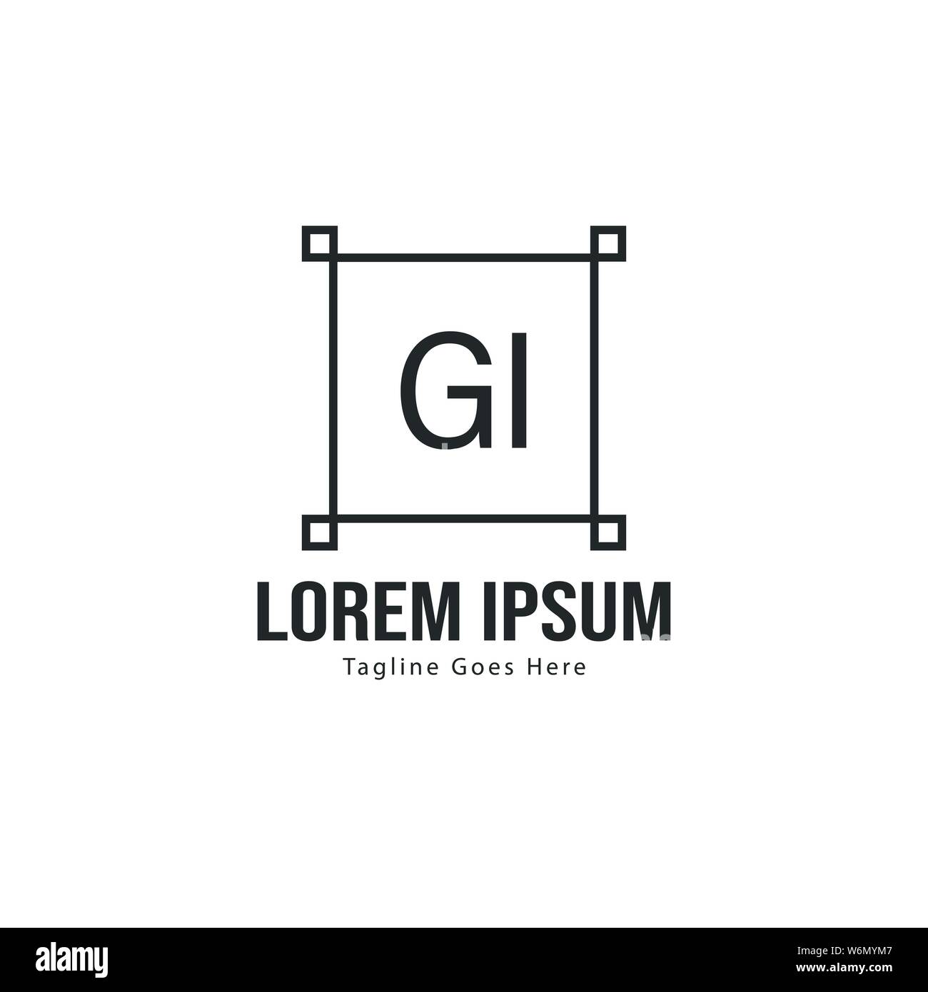 Initial GI logo template with modern frame. Minimalist GI letter logo ...