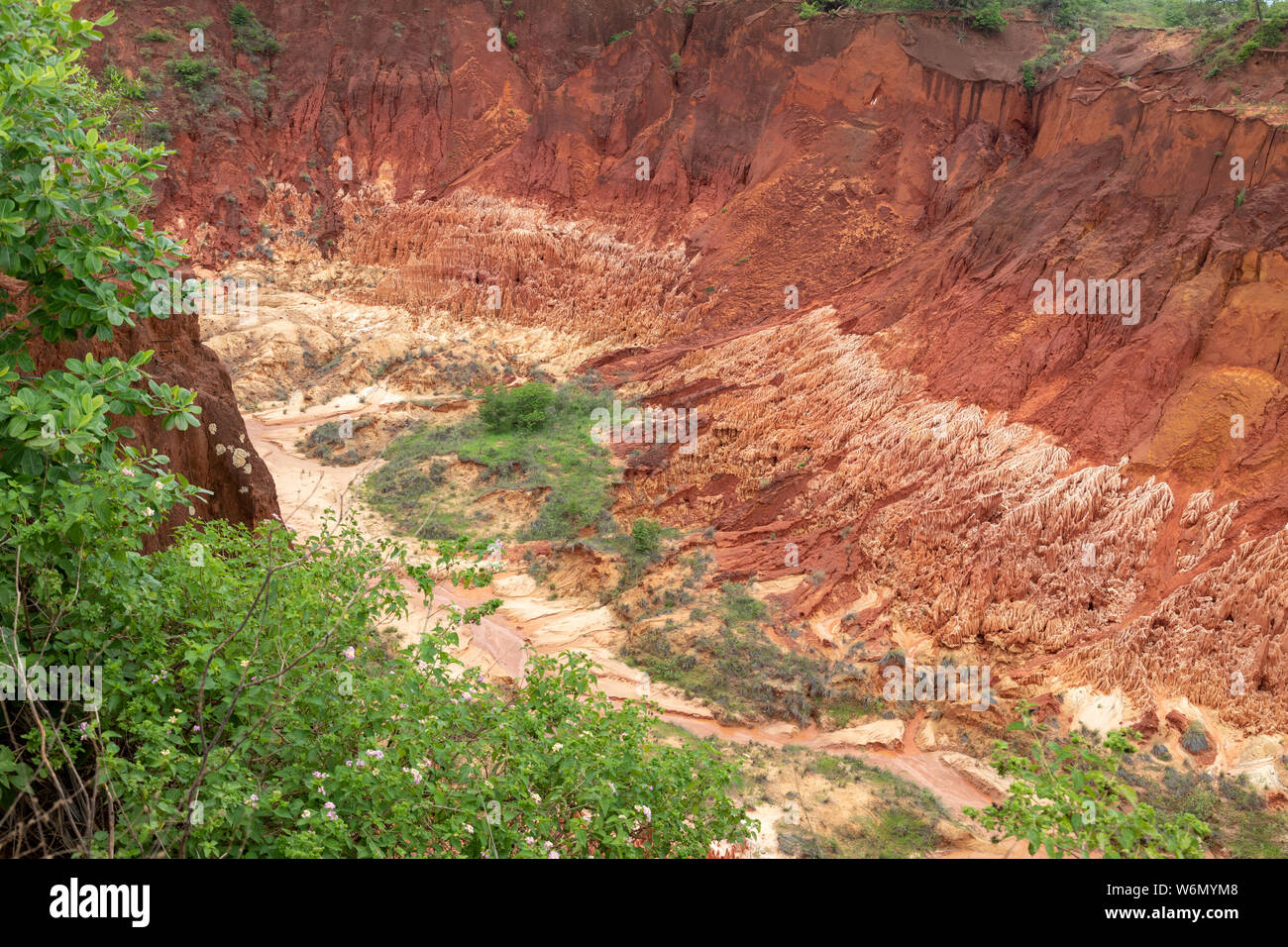 Red sandstone formations and needles (Tsingys) in Tsingy Rouge Park in ...
