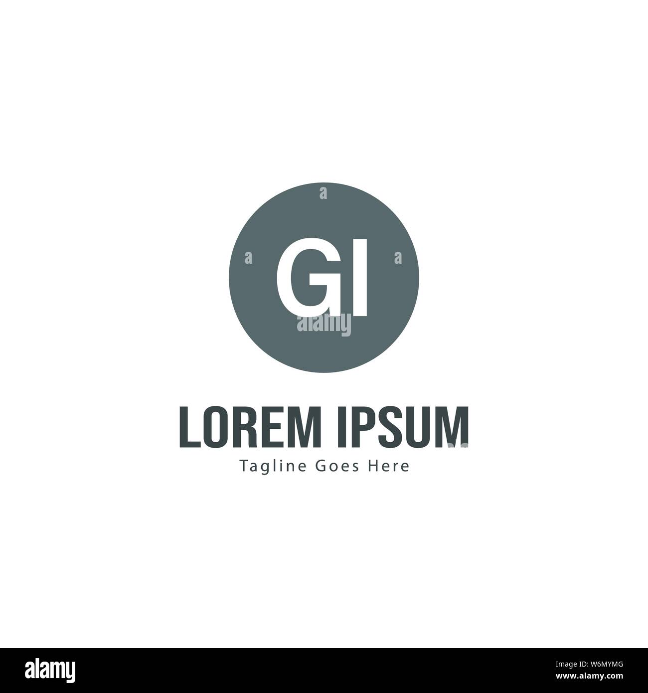 Initial GI logo template with modern frame. Minimalist GI letter logo ...