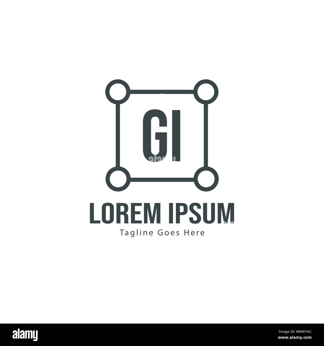 Initial GI logo template with modern frame. Minimalist GI letter logo ...