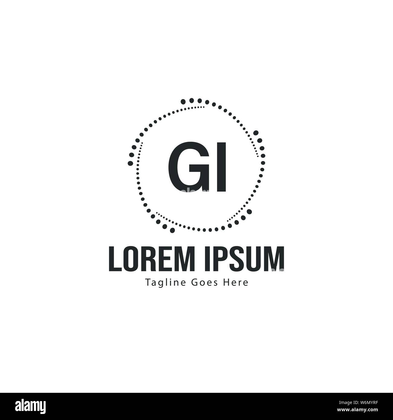 Initial GI logo template with modern frame. Minimalist GI letter logo ...