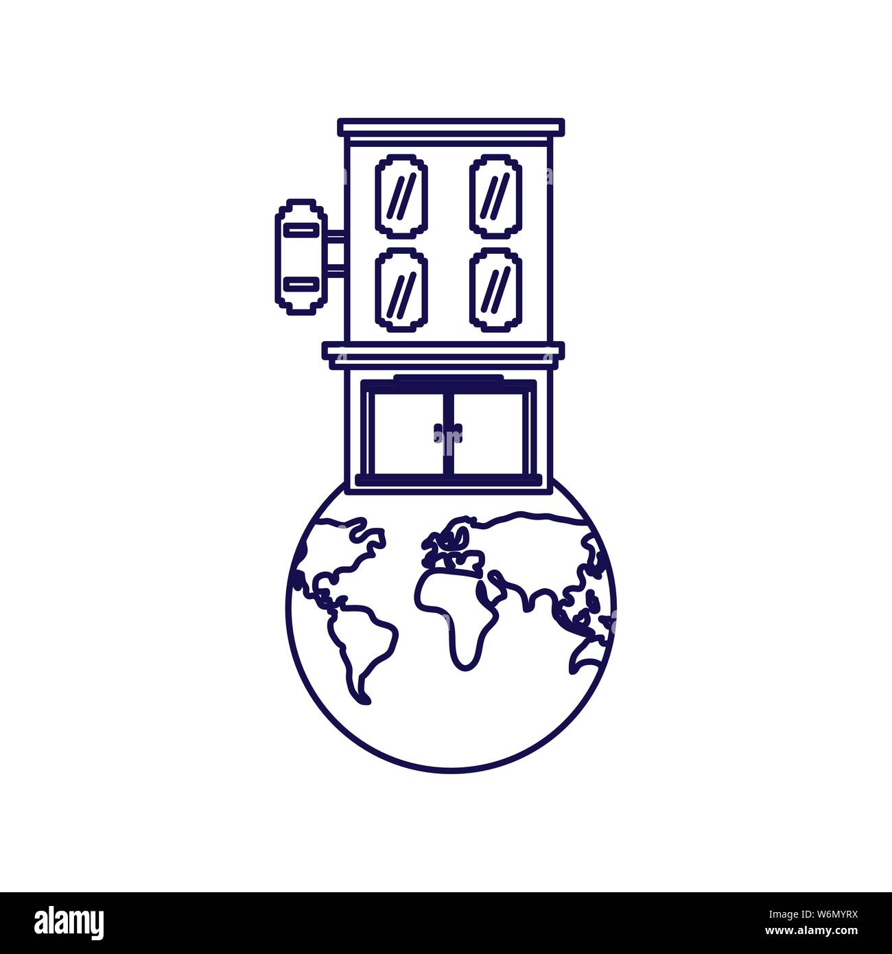 hotel building place in planet earth vector illustration design Stock ...