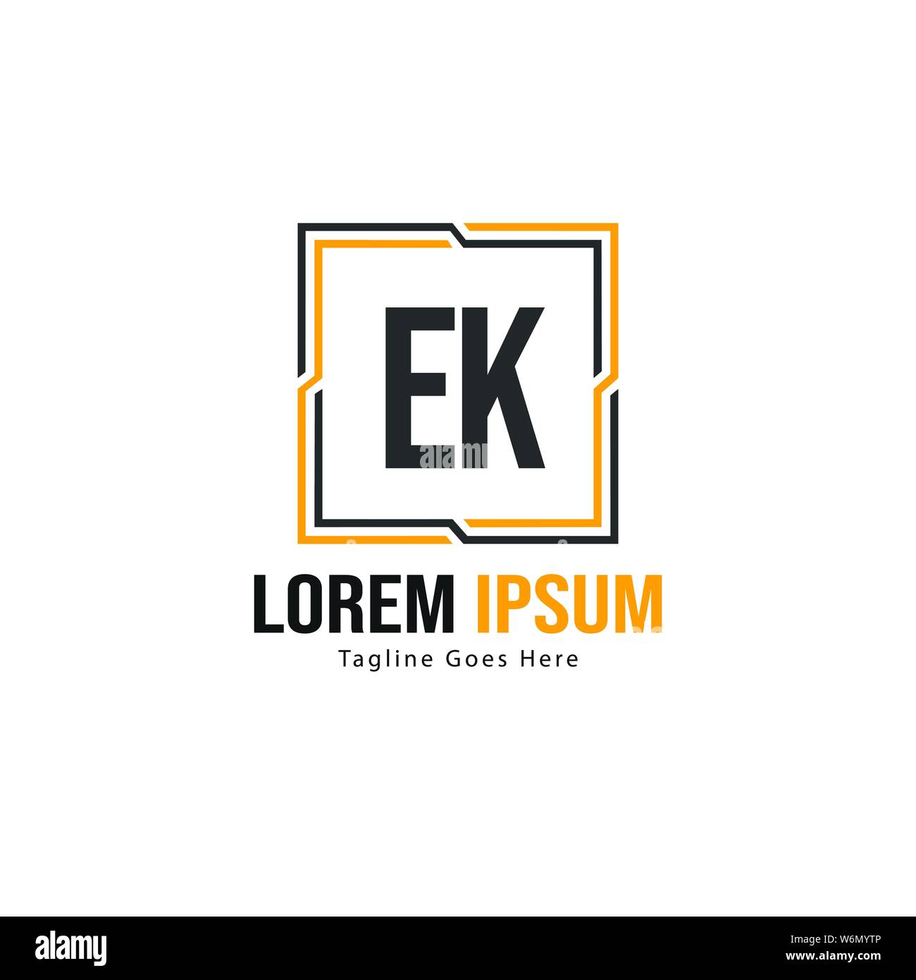 Initial EK logo template with modern frame. Minimalist EK letter logo ...