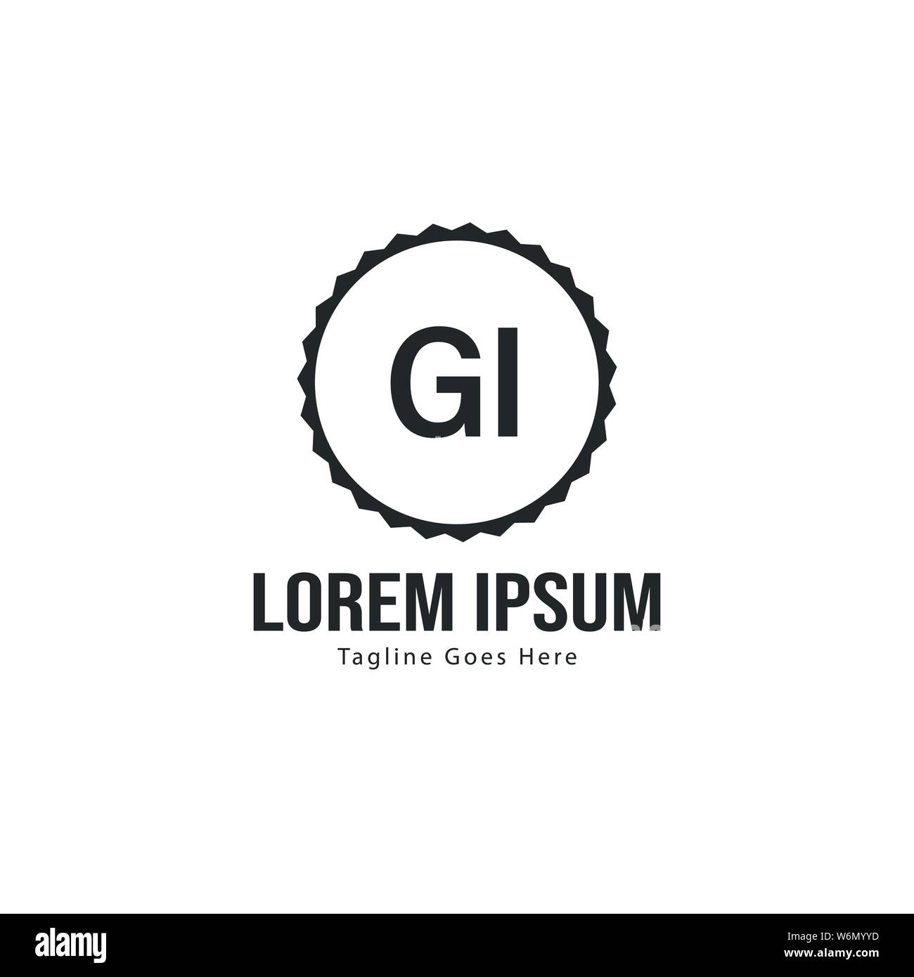Initial GI logo template with modern frame. Minimalist GI letter logo ...