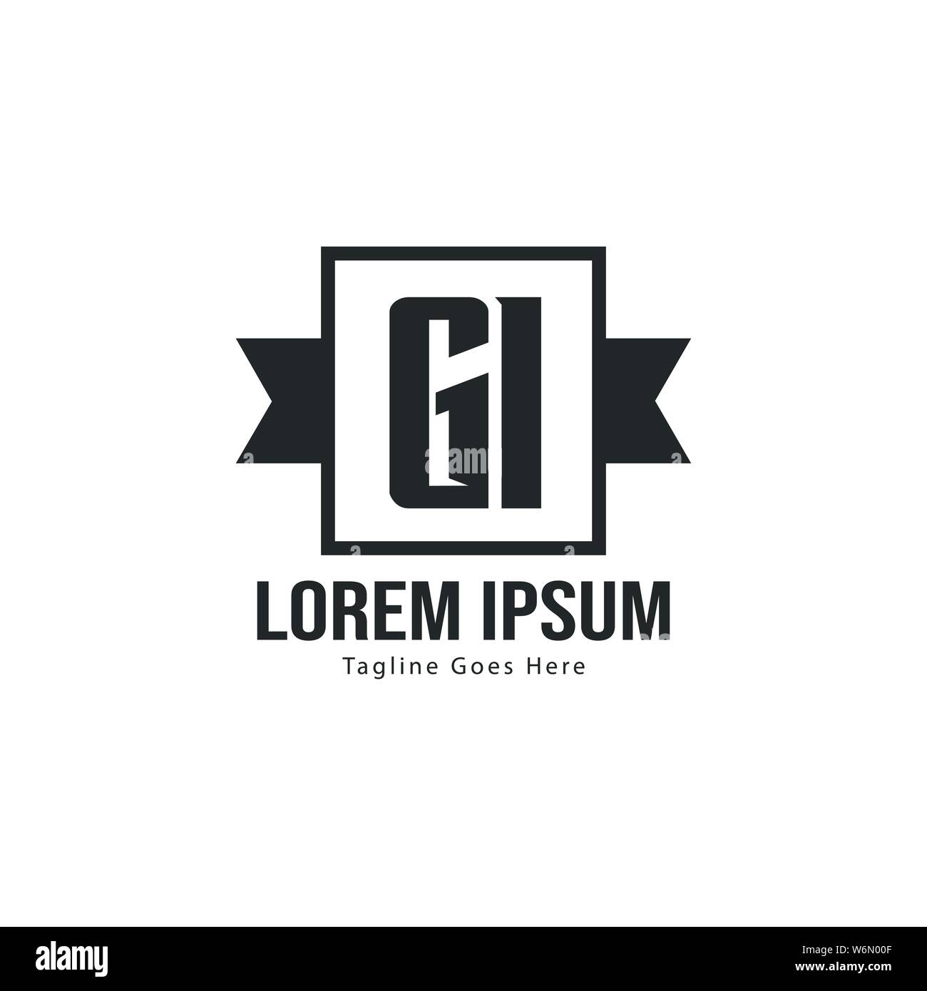 Initial GI logo template with modern frame. Minimalist GI letter logo ...
