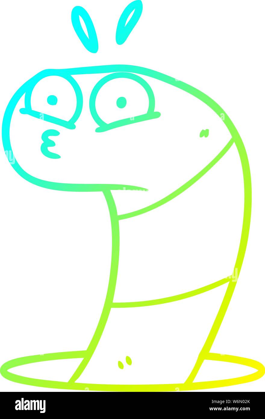 cold gradient line drawing of a cartoon surprised worm Stock Vector ...
