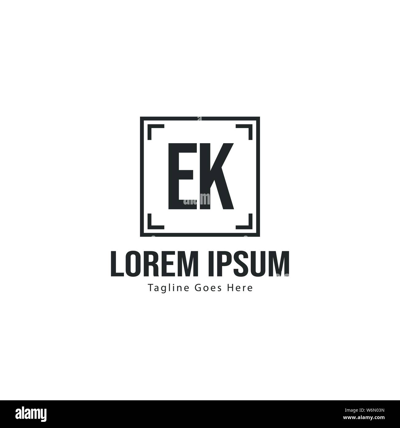 Initial EK logo template with modern frame. Minimalist EK letter logo ...