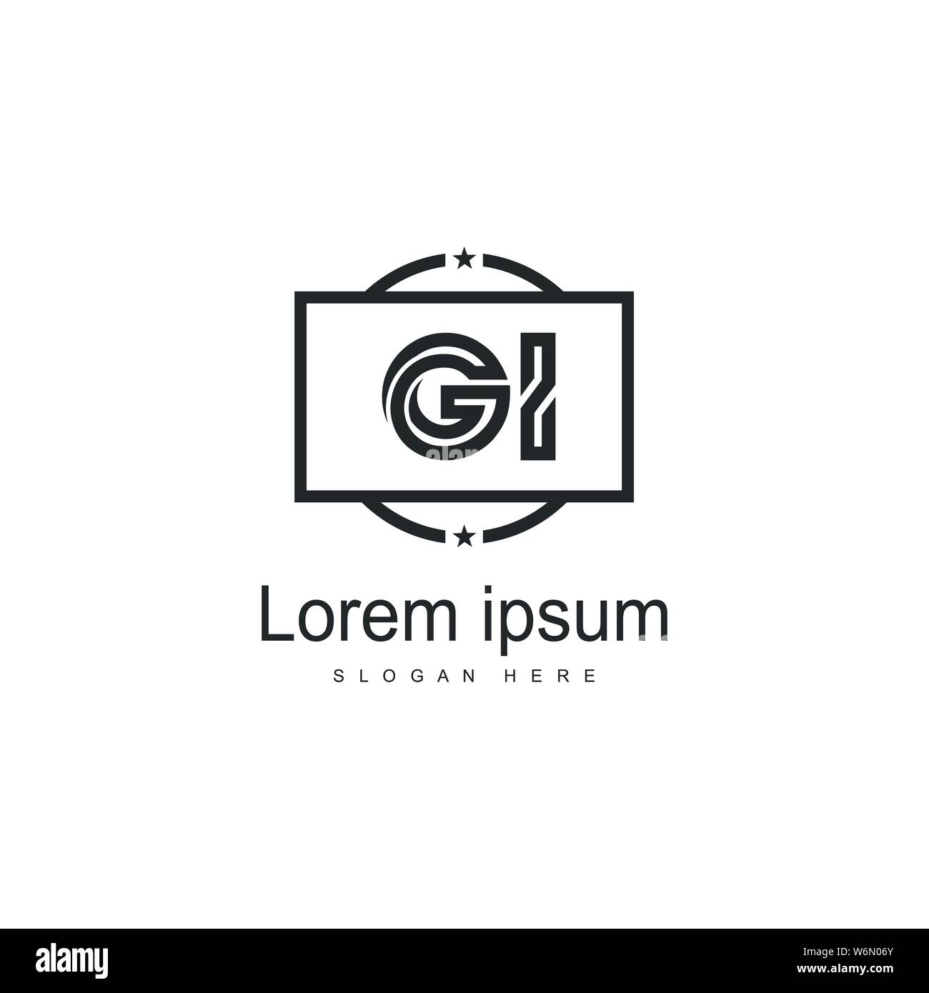 Initial GI logo template with modern frame. Minimalist GI letter logo ...