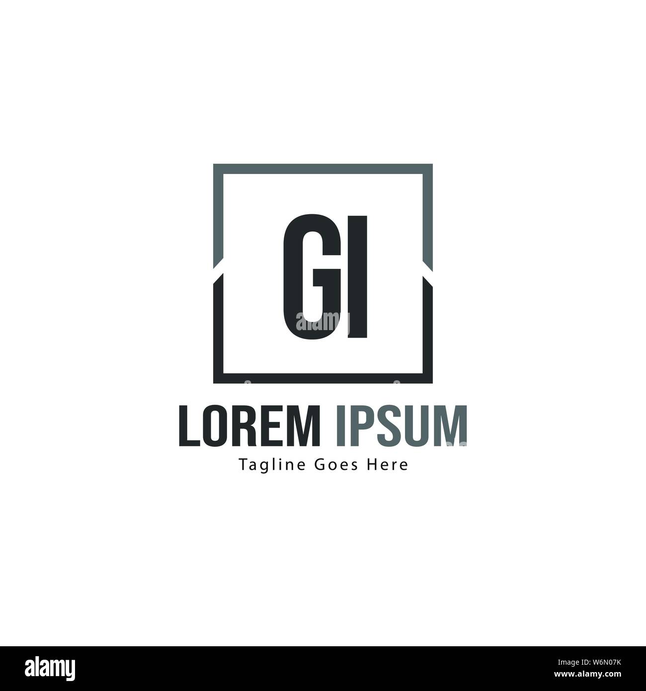 Initial GI logo template with modern frame. Minimalist GI letter logo ...