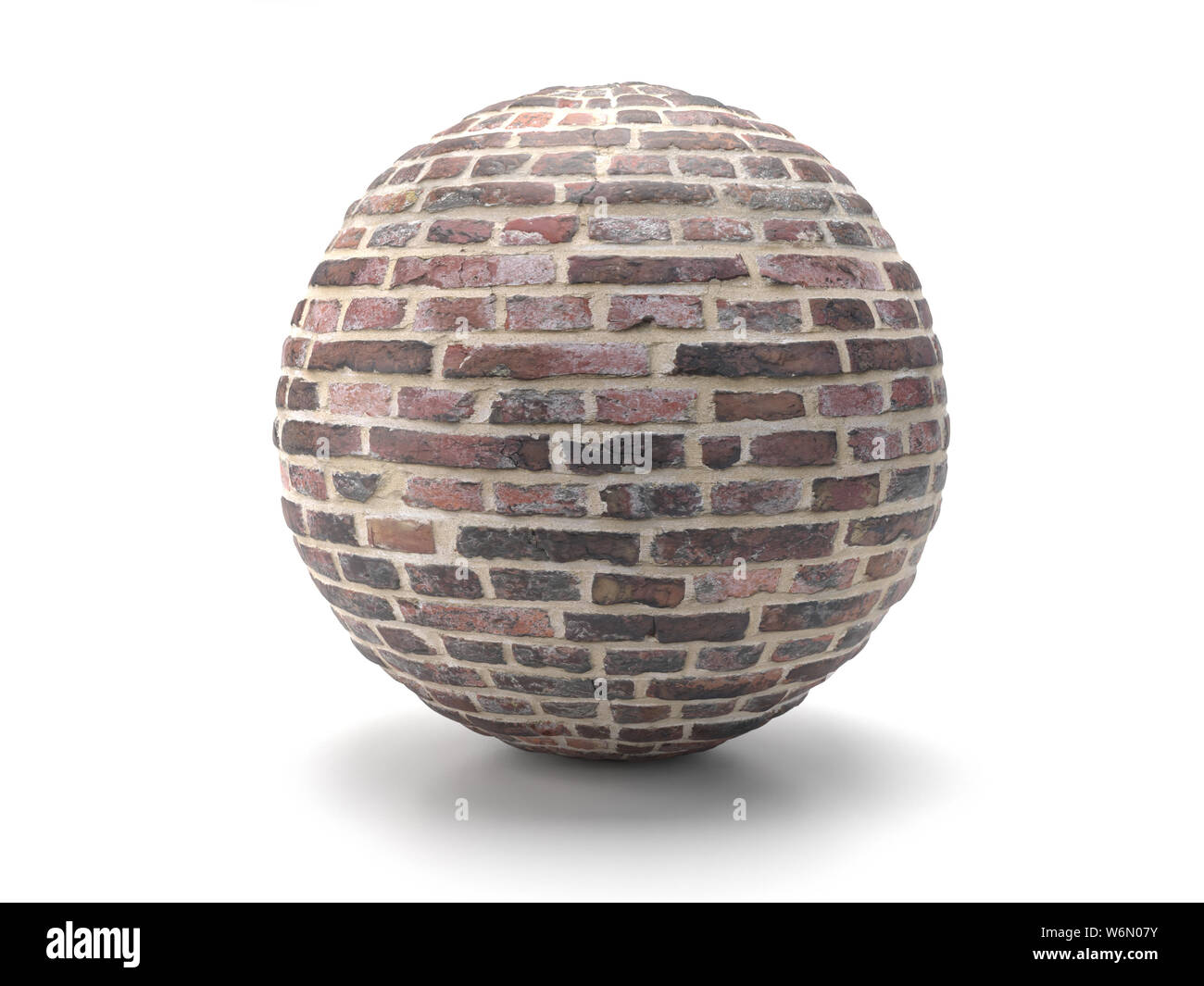 3D render of old red brick sphere on white Stock Photo - Alamy