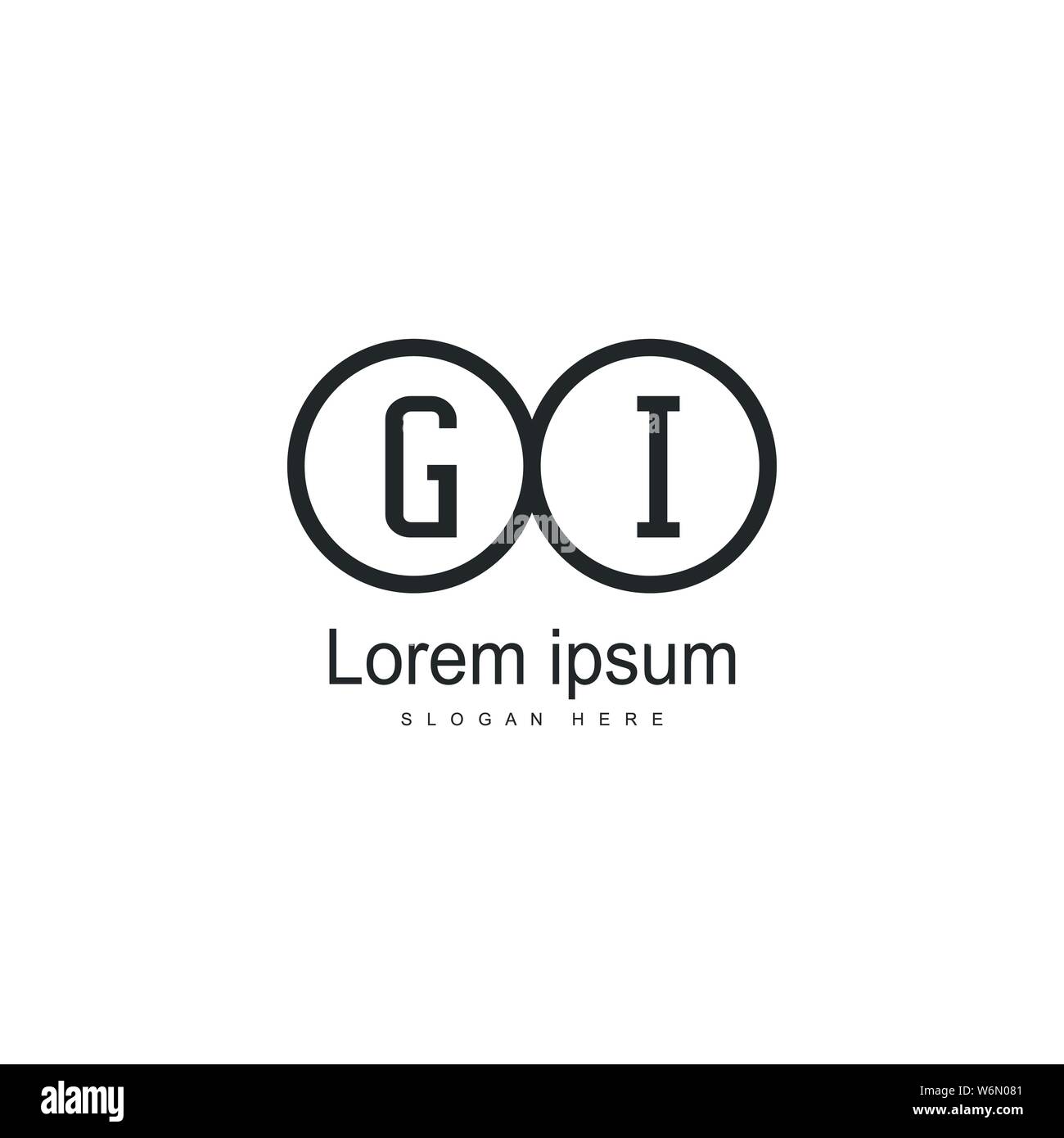Initial GI logo template with modern frame. Minimalist GI letter logo ...