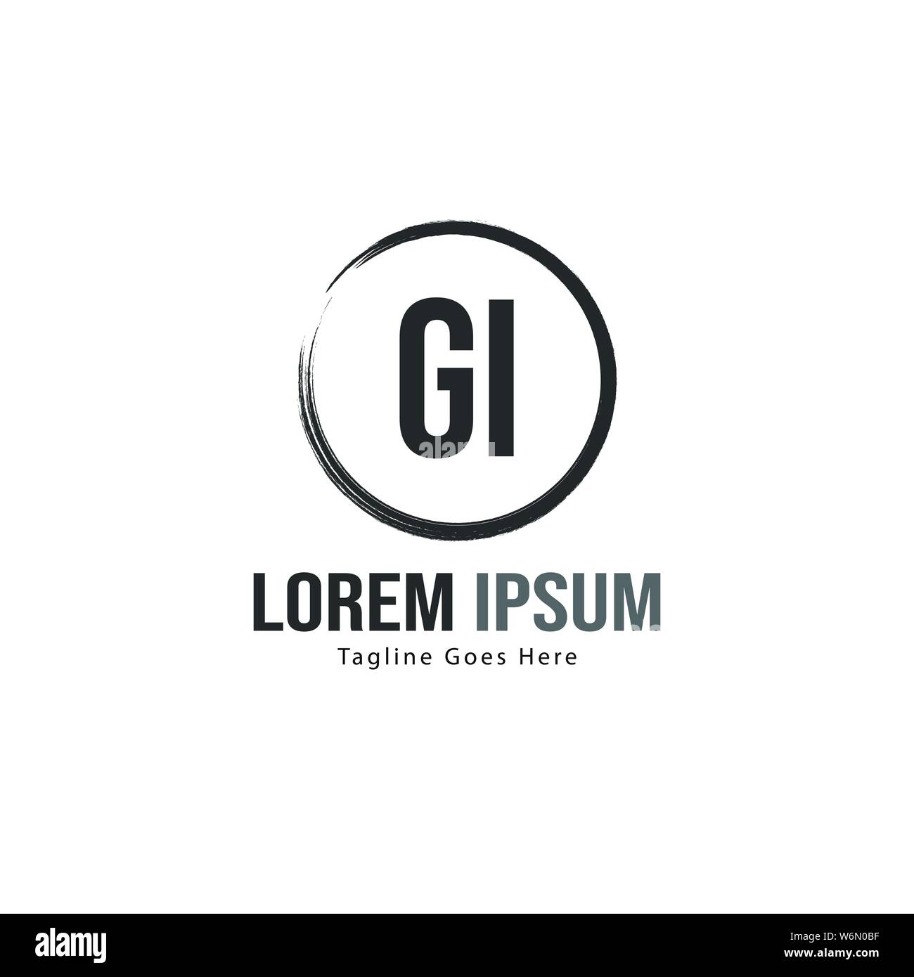 Initial GI logo template with modern frame. Minimalist GI letter logo ...