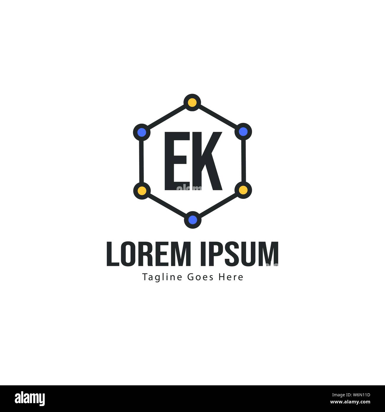 Initial EK logo template with modern frame. Minimalist EK letter logo ...