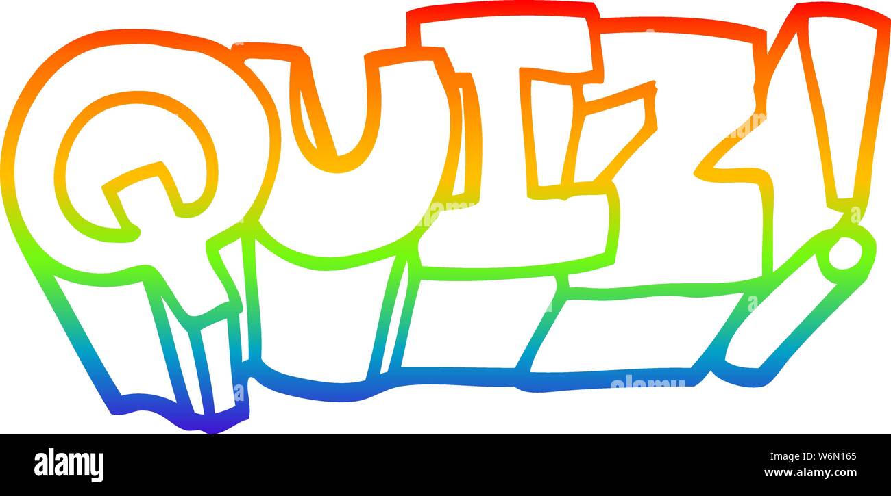 rainbow gradient line drawing of a cartoon quiz symbol Stock Vector ...