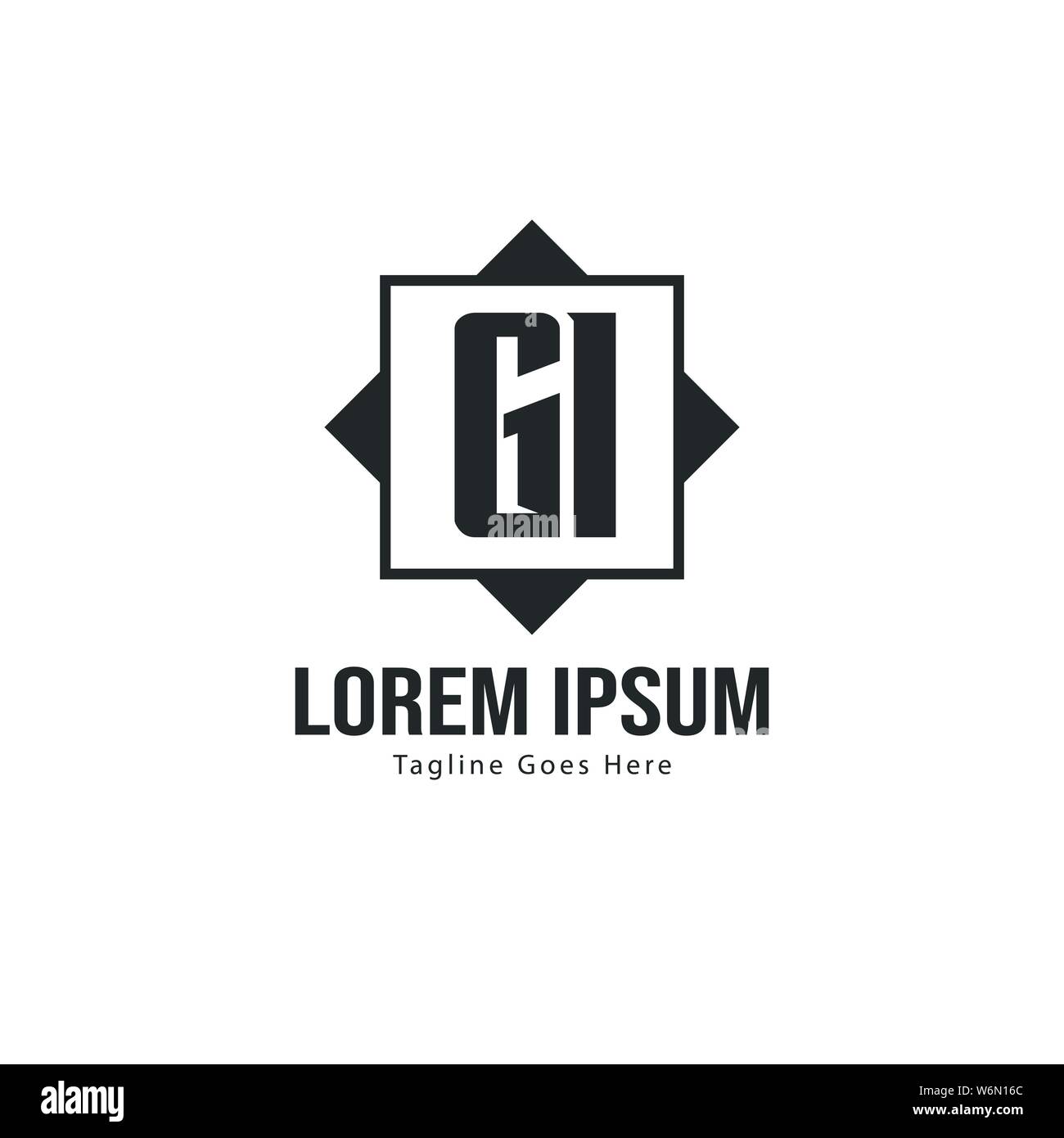 Initial GI logo template with modern frame. Minimalist GI letter logo ...