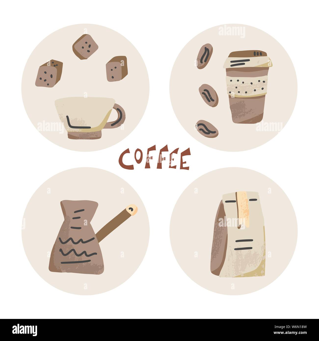 Coffee set. Collection of coffee items isolated on white background ...