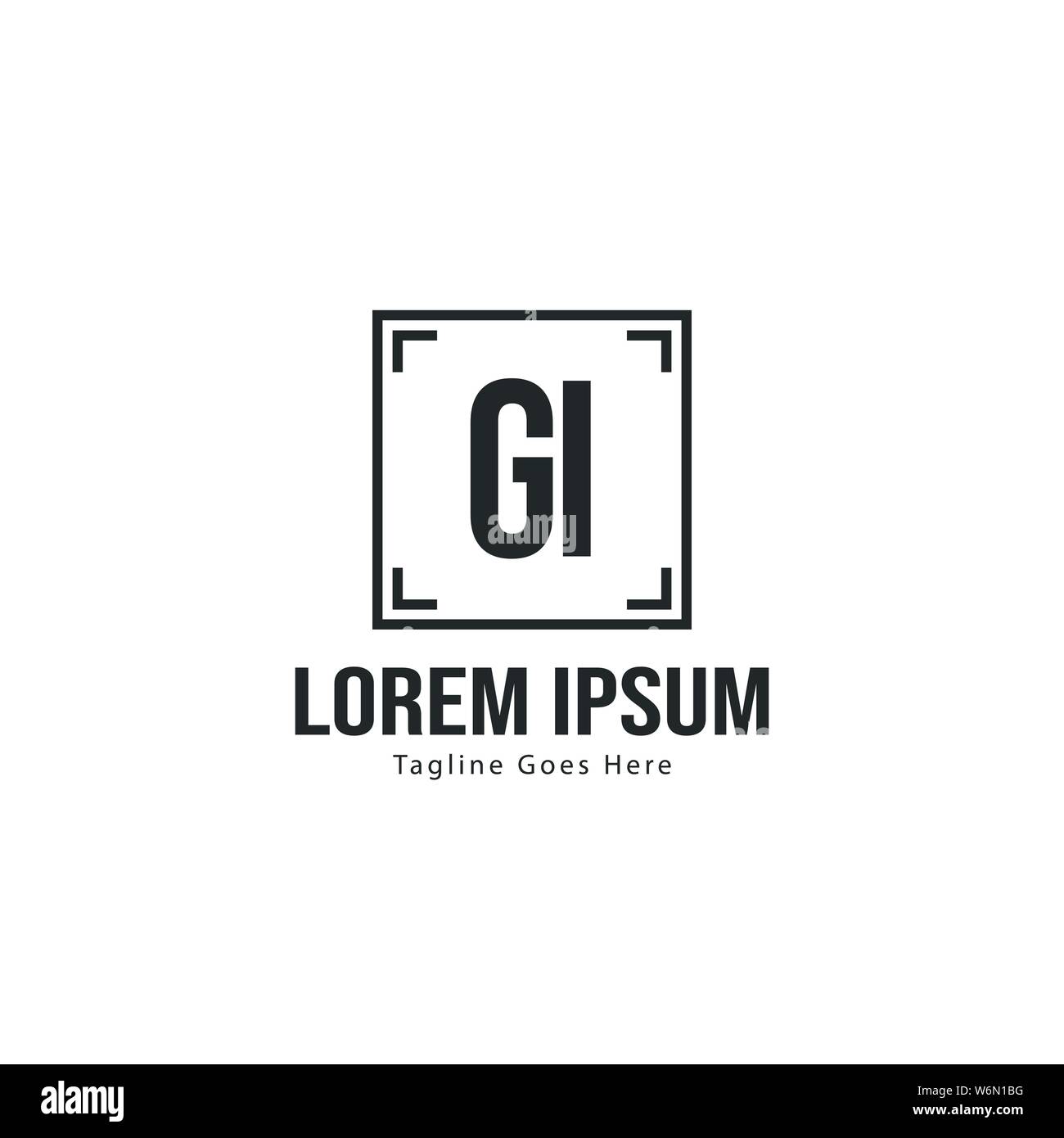 Initial GI logo template with modern frame. Minimalist GI letter logo ...