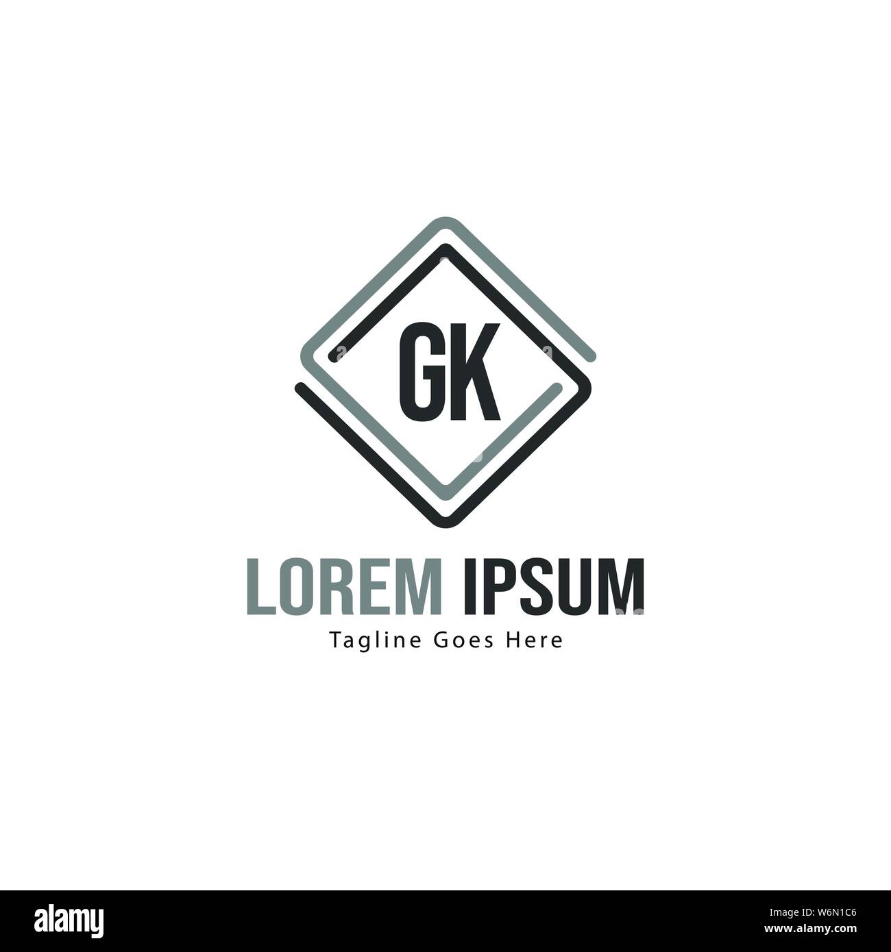 Initial GK logo template with modern frame. Minimalist GK letter logo ...