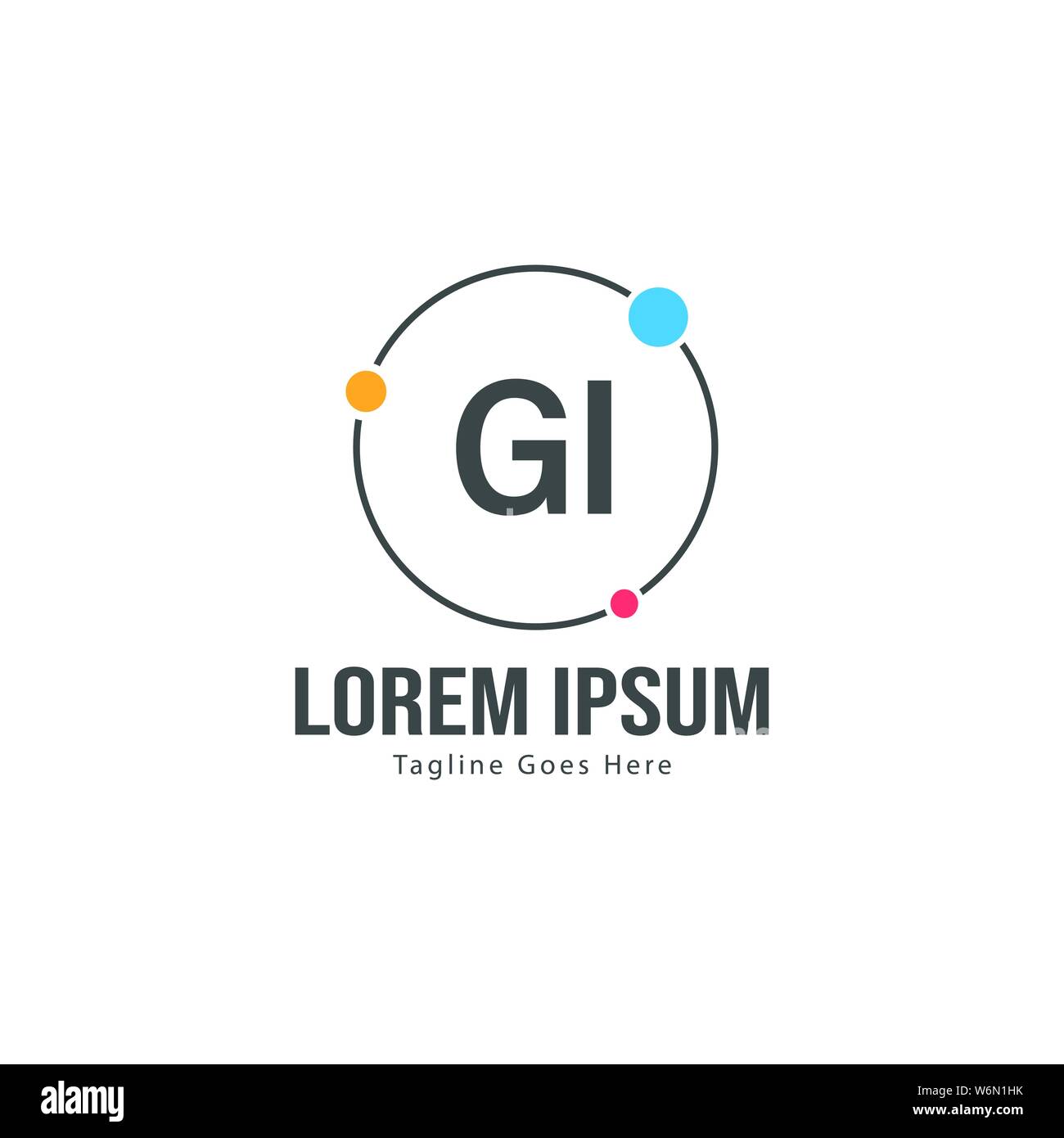 Initial GI logo template with modern frame. Minimalist GI letter logo ...