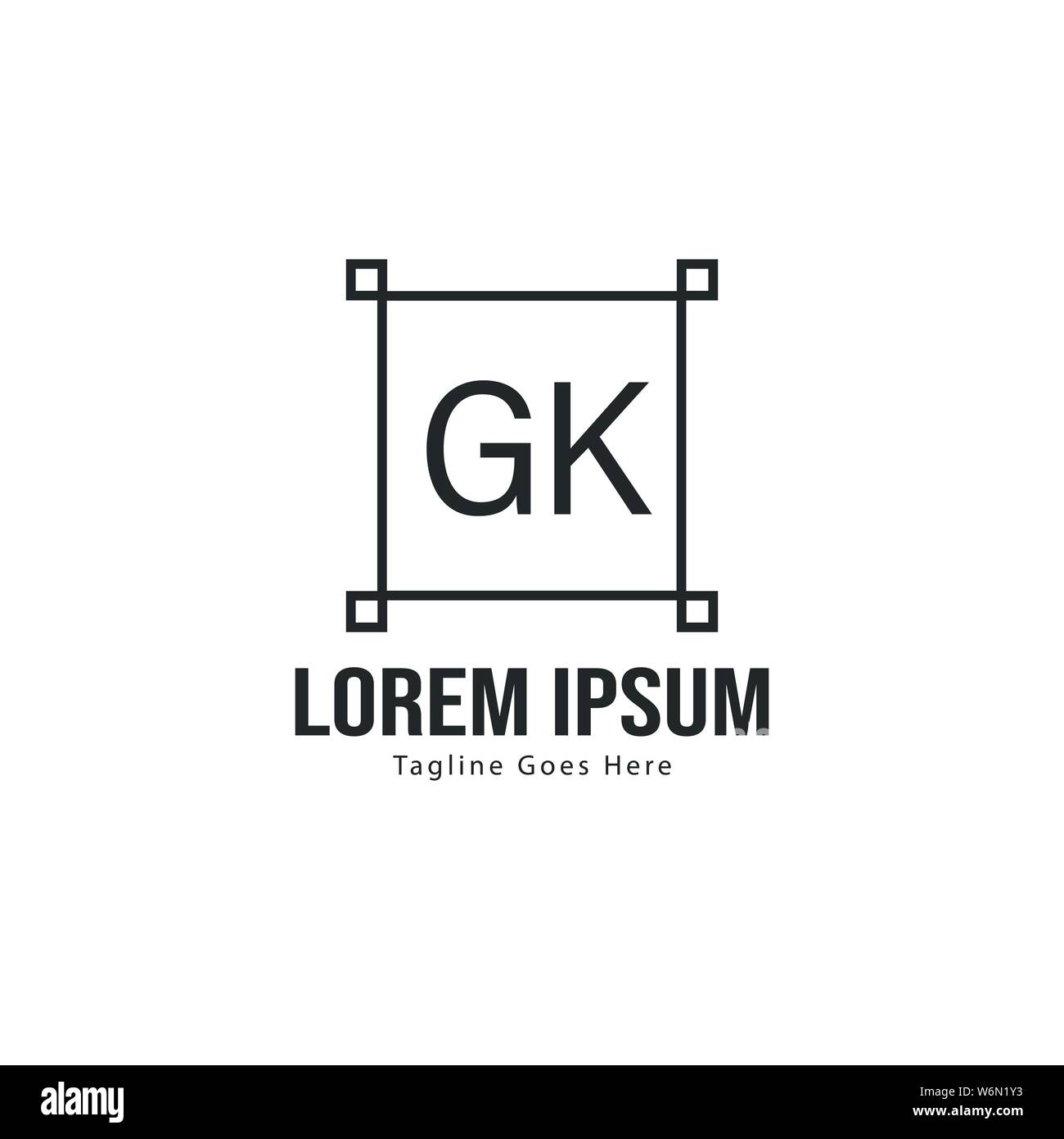 Initial GK logo template with modern frame. Minimalist GK letter logo ...