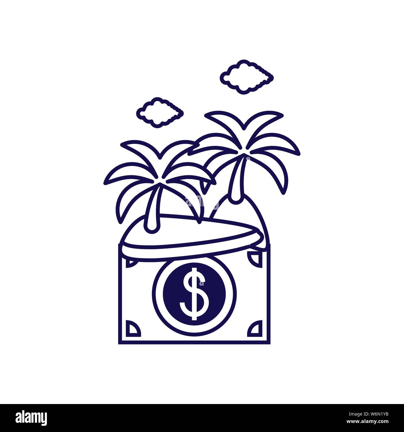 island beach with bill dollar vector illustration design Stock Vector ...