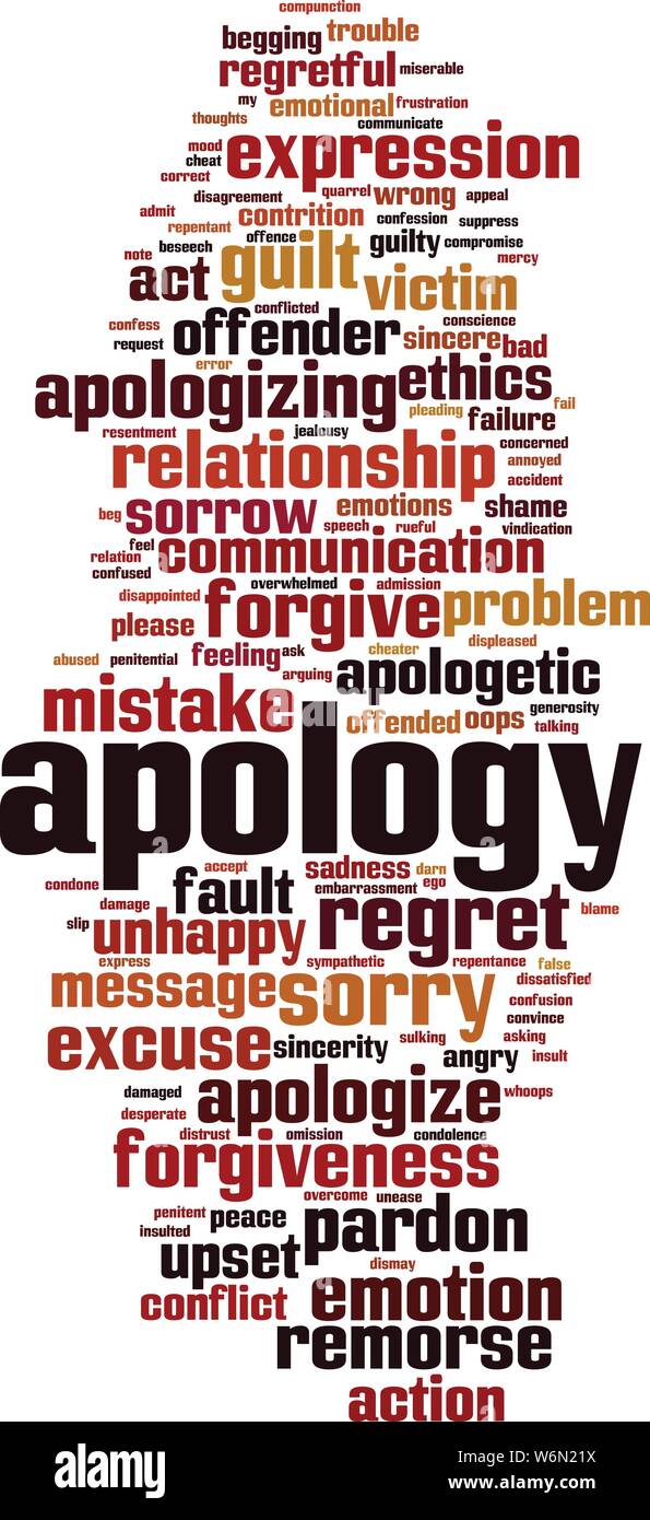 Apology word cloud concept. Collage made of words about apology. Vector ...