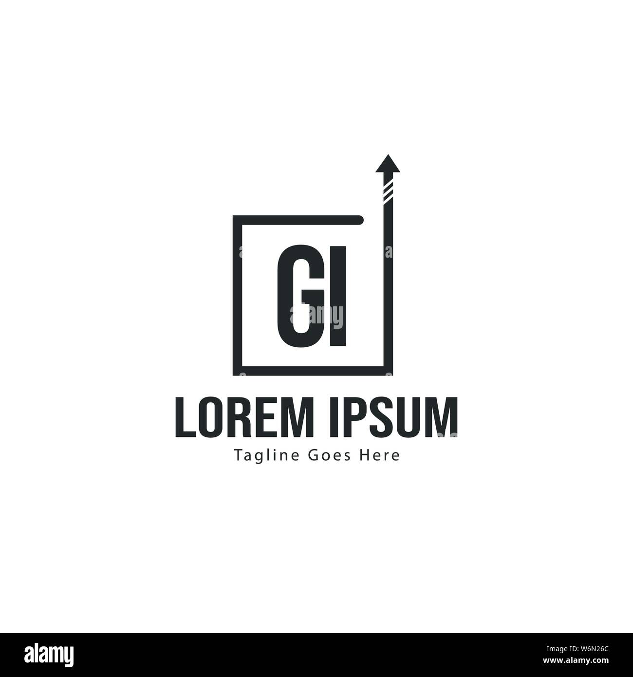 Initial GI logo template with modern frame. Minimalist GI letter logo ...