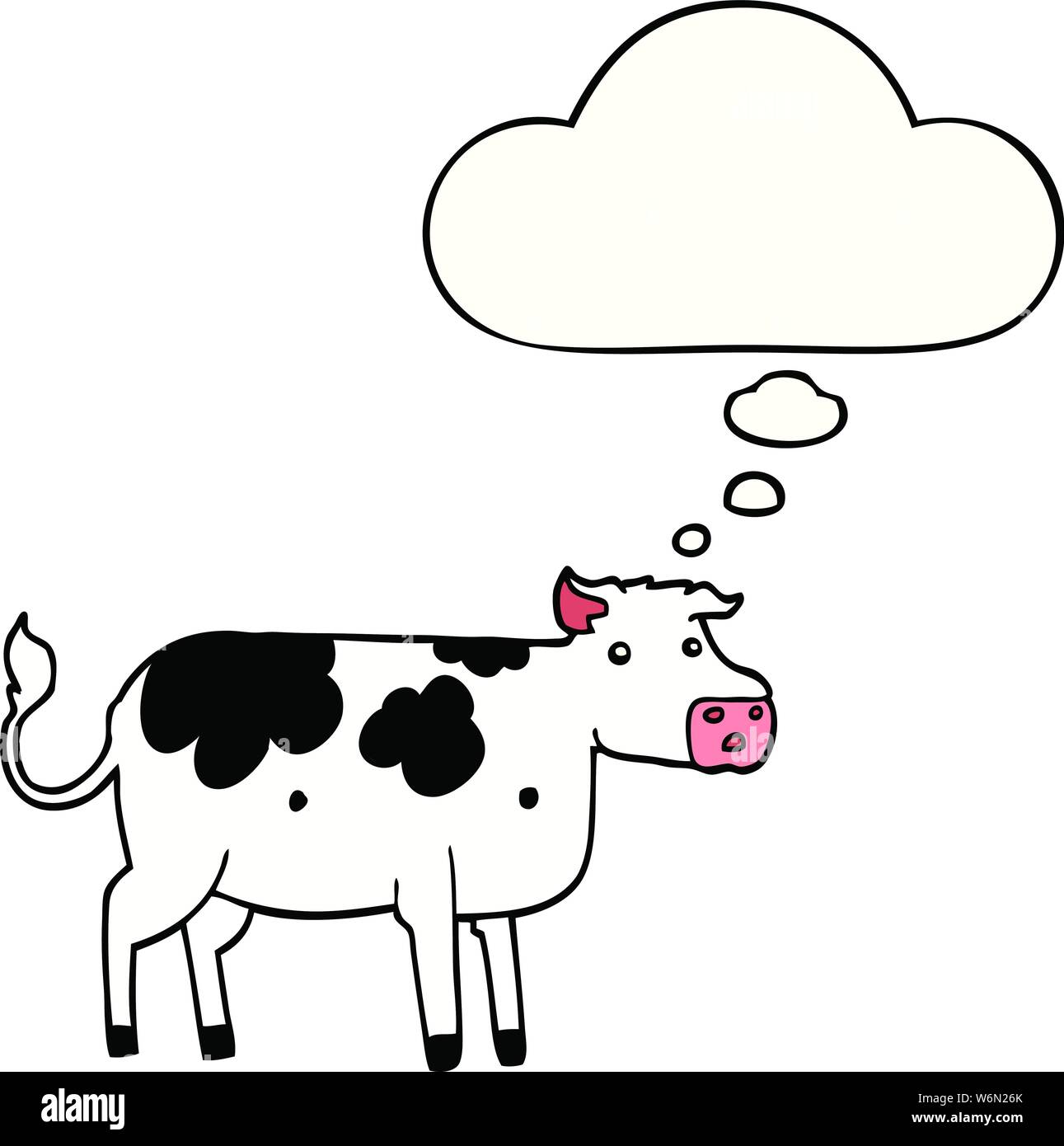 cartoon cow with thought bubble Stock Vector Image & Art - Alamy