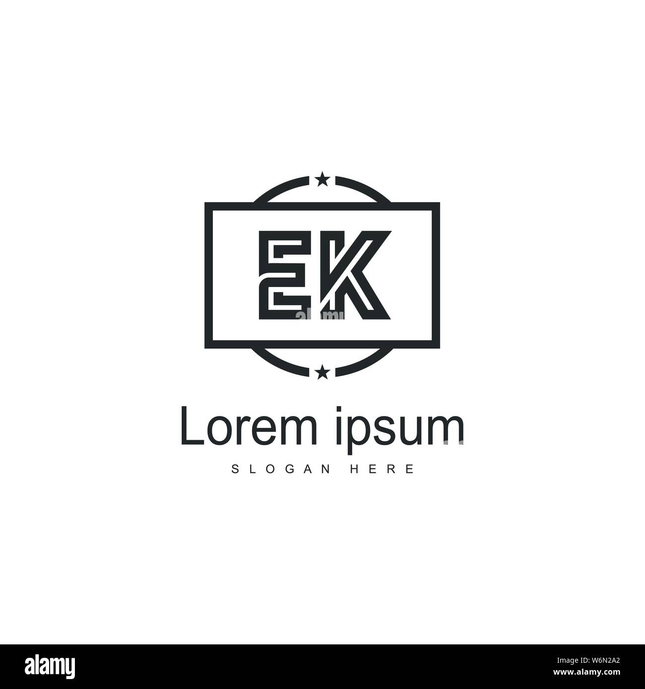 Initial EK logo template with modern frame. Minimalist EK letter logo ...