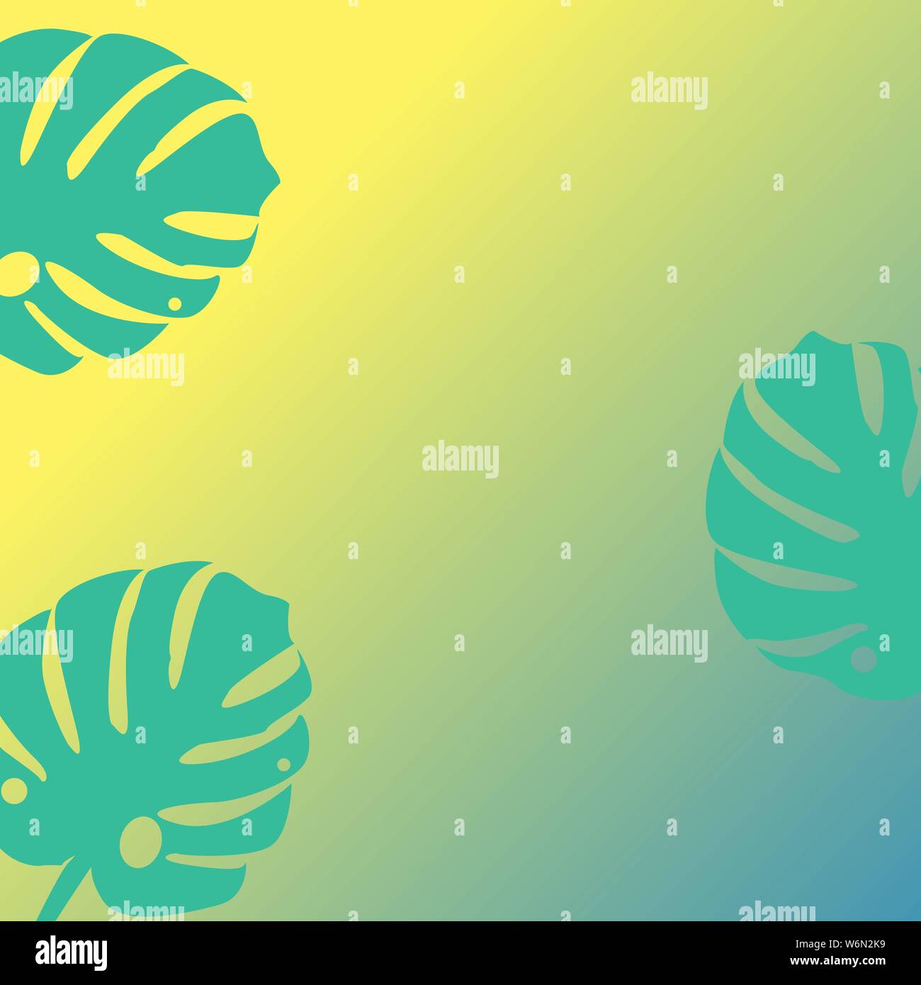 Vector illustration. Gradient background with leaves of Tropical Monstera Stock Vector Image ...