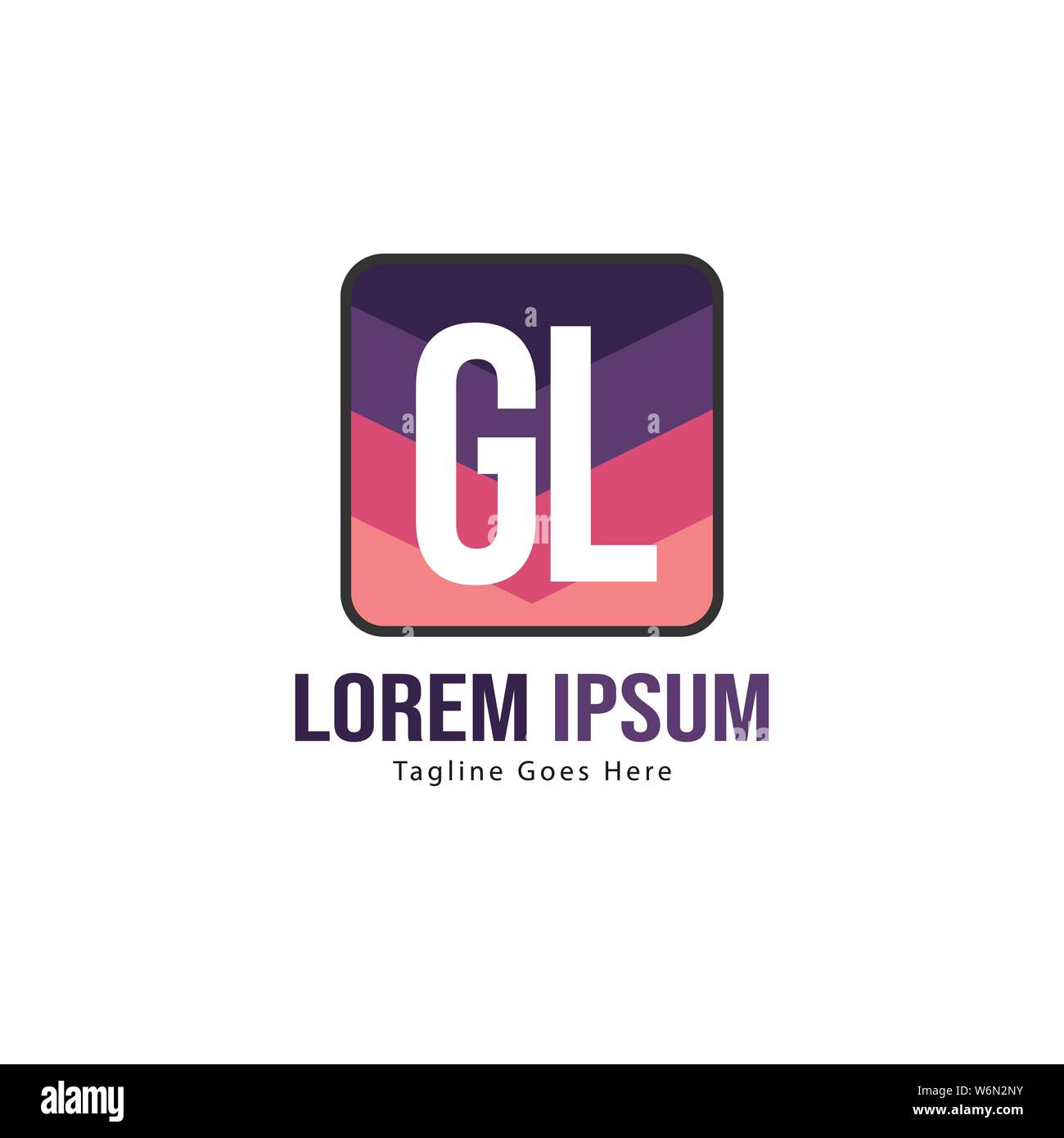 Initial GL logo template with modern frame. Minimalist GL letter logo ...