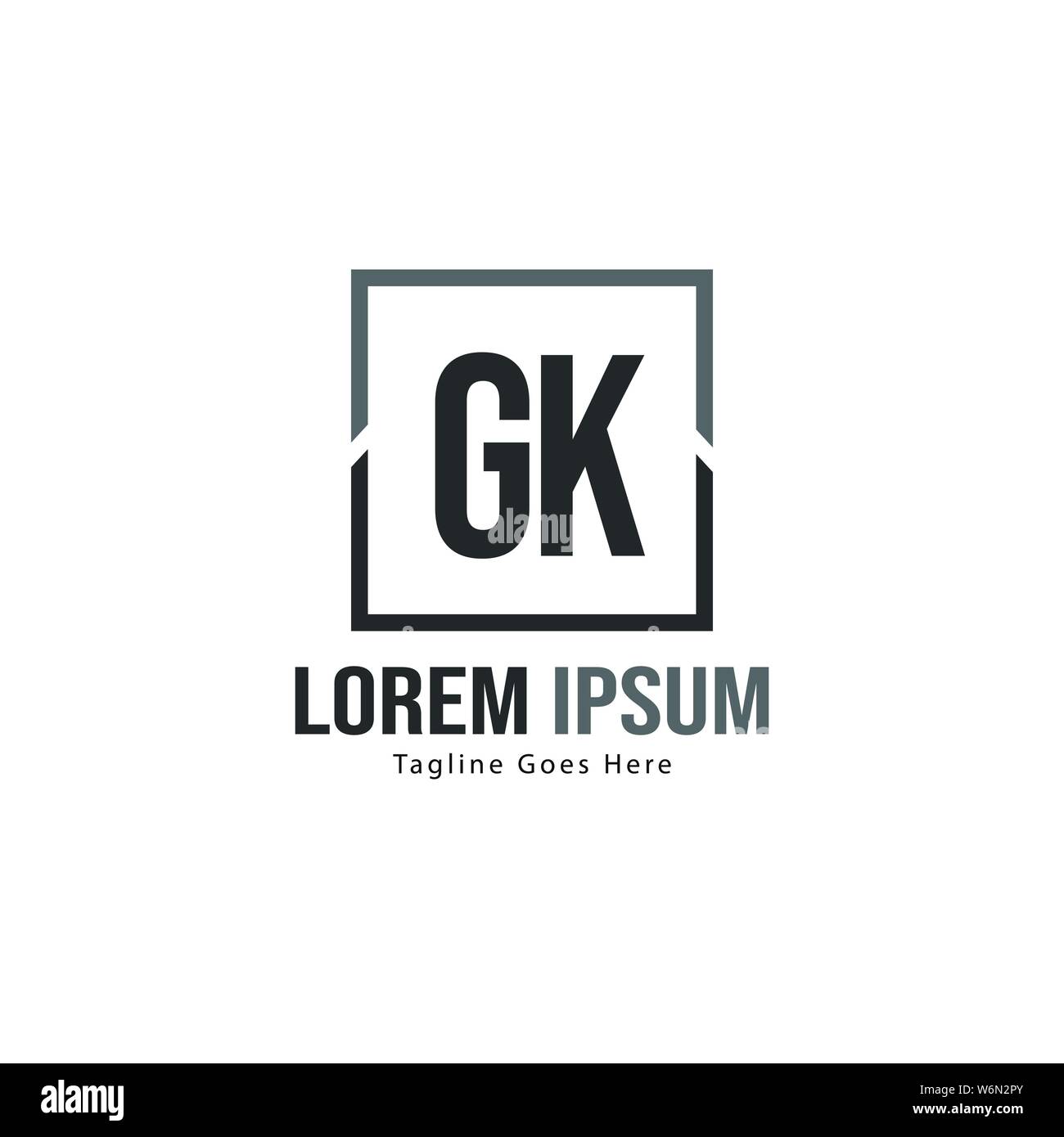 Initial GK logo template with modern frame. Minimalist GK letter logo ...