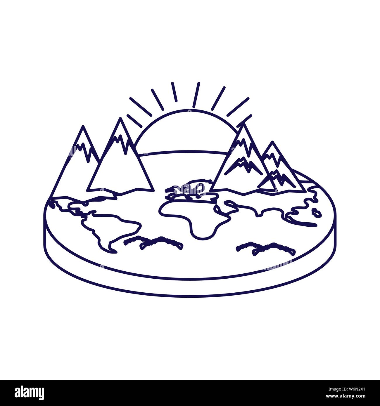 world planet earth maps with sun vector illustration design Stock ...