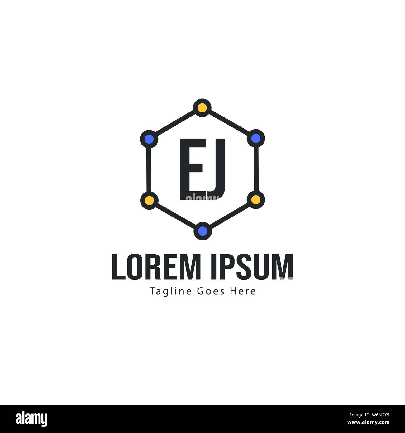 Initial EJ logo template with modern frame. Minimalist EJ letter logo ...