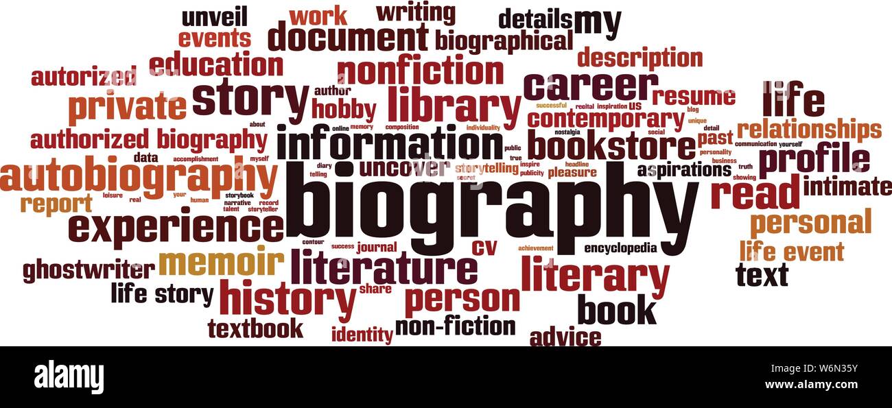 Biography word cloud concept. Collage made of words about biography ...