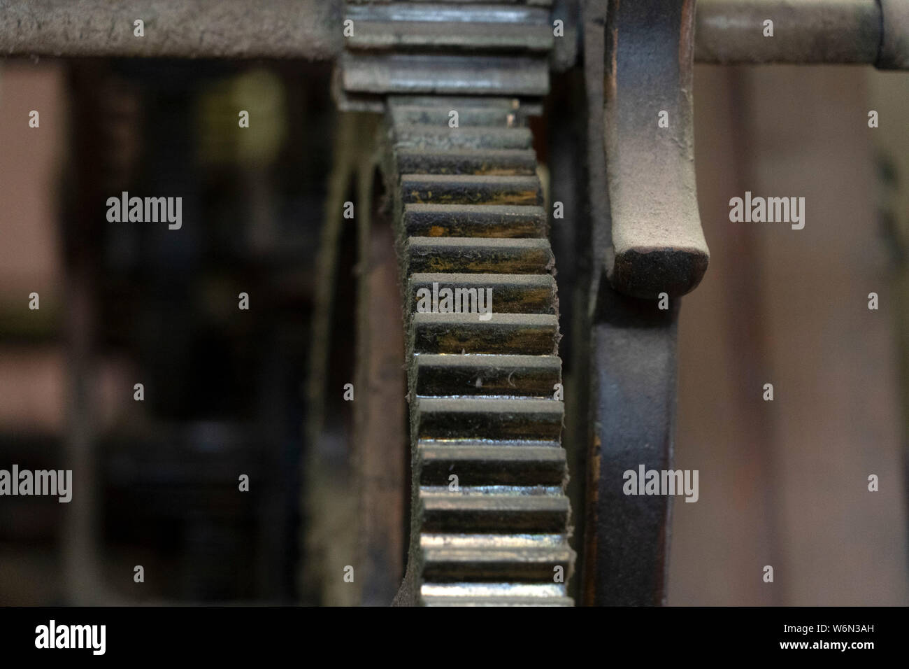 old ancient tower clock mechanism detail close up Stock Photo - Alamy